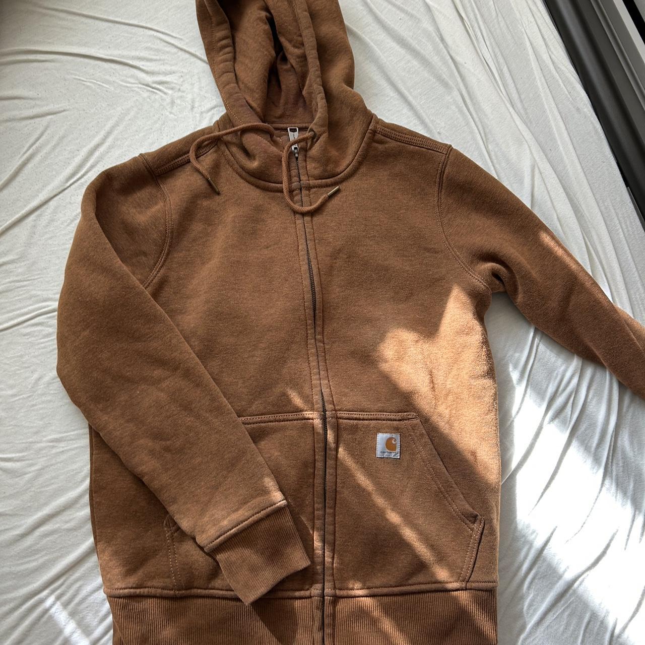 Carhartt relaxed fit brown rust colored zip up hoodie - Depop