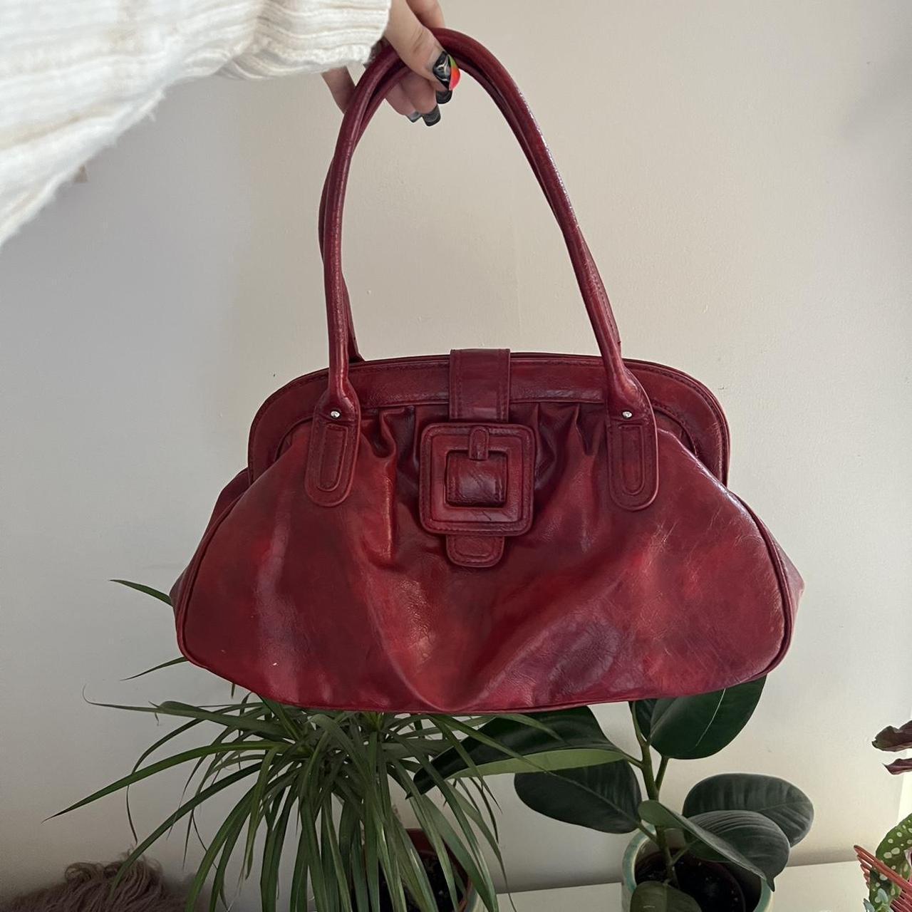 Super cute perfect deep red vintage handbag Buckle... - Depop