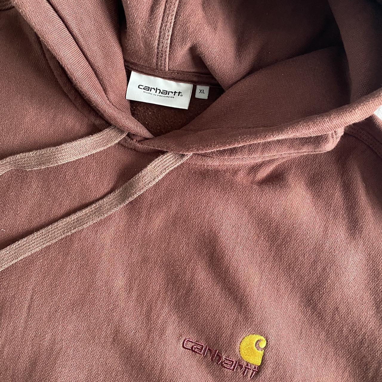 Carhartt Brown American script hoddie XL Excellent... - Depop