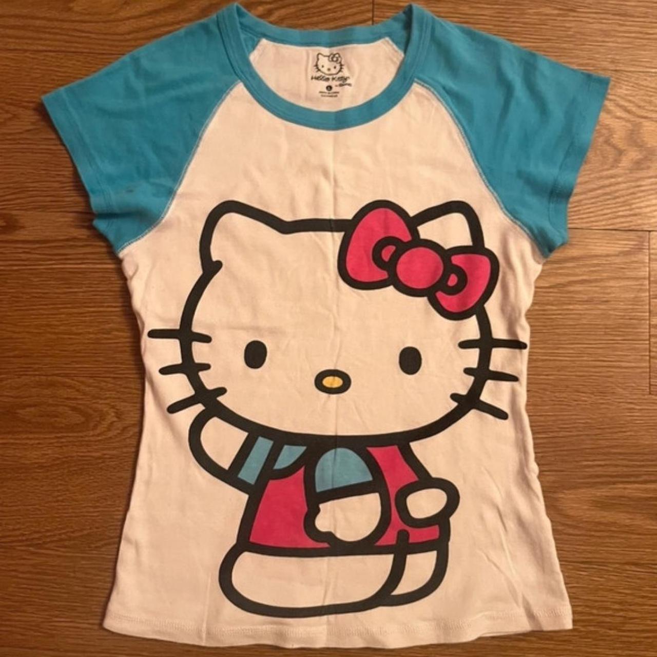 Hello kitty Graphic Blue Baseball Baby Tee Shirt... - Depop