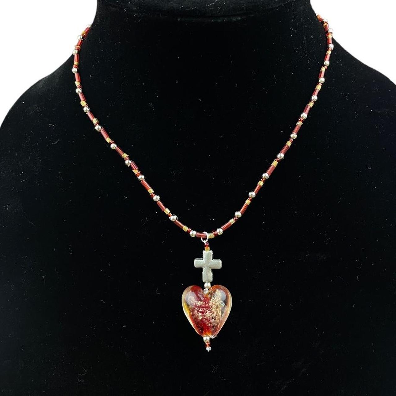 The Handmade Bleeding Sacred Heart Necklace by... - Depop