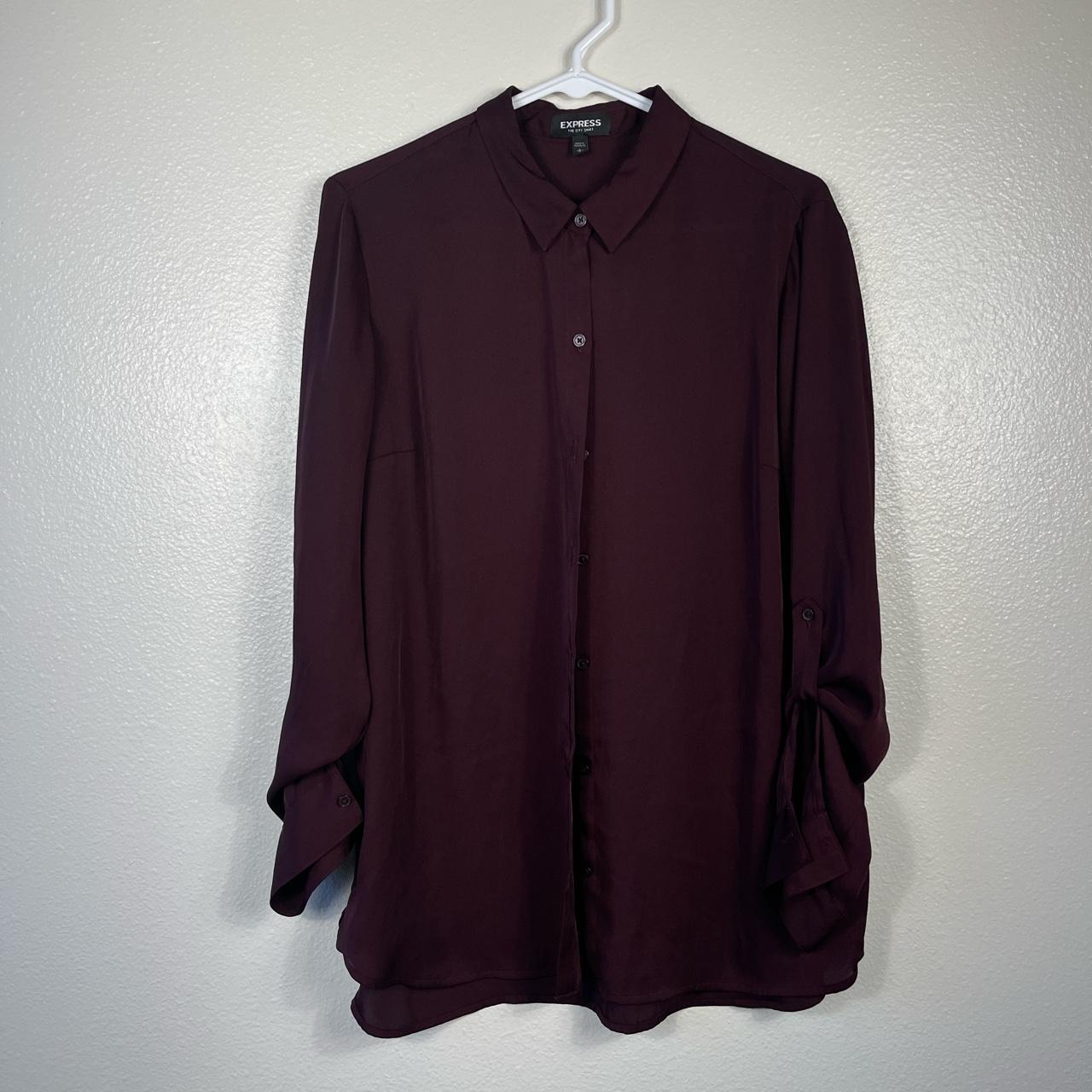 Express sheer maroon shirt Women’s L - Depop