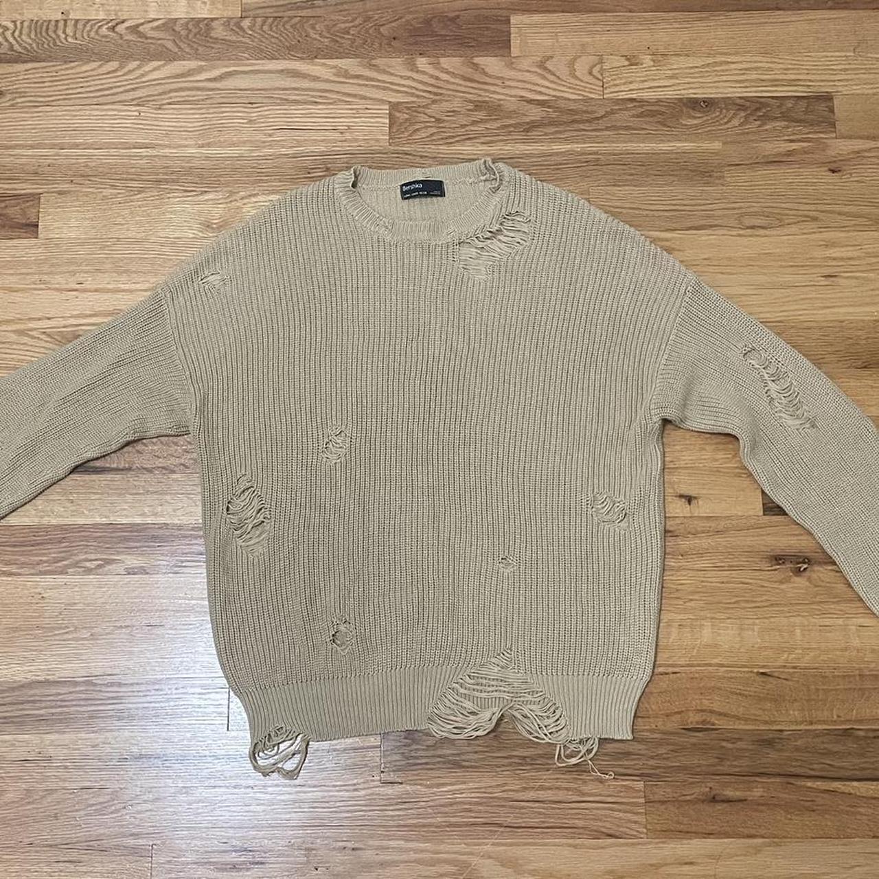 Bershka Oversized distressed sweater - Size XS but... - Depop