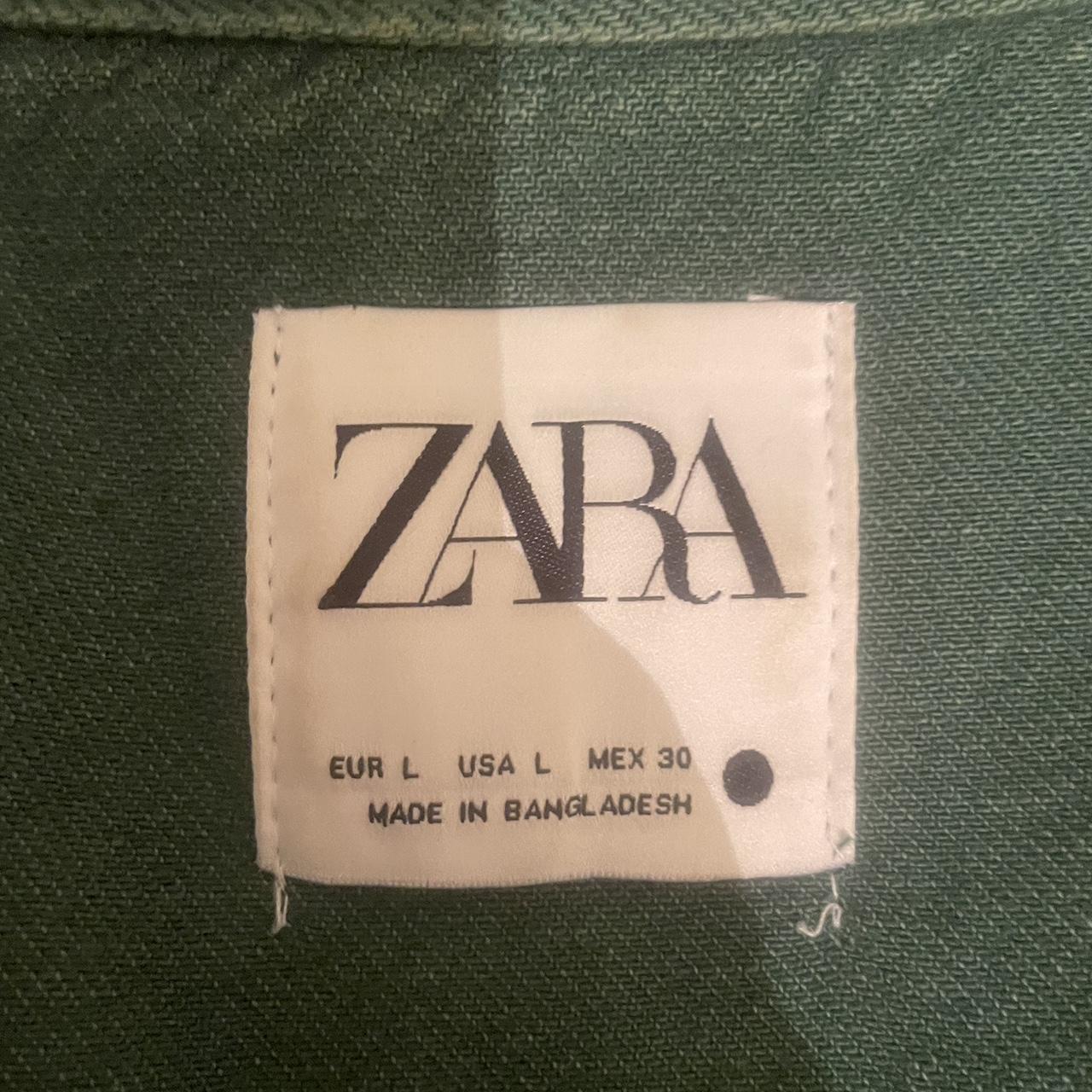 Dark green denim Zara shacket/shirt style. Size L... - Depop
