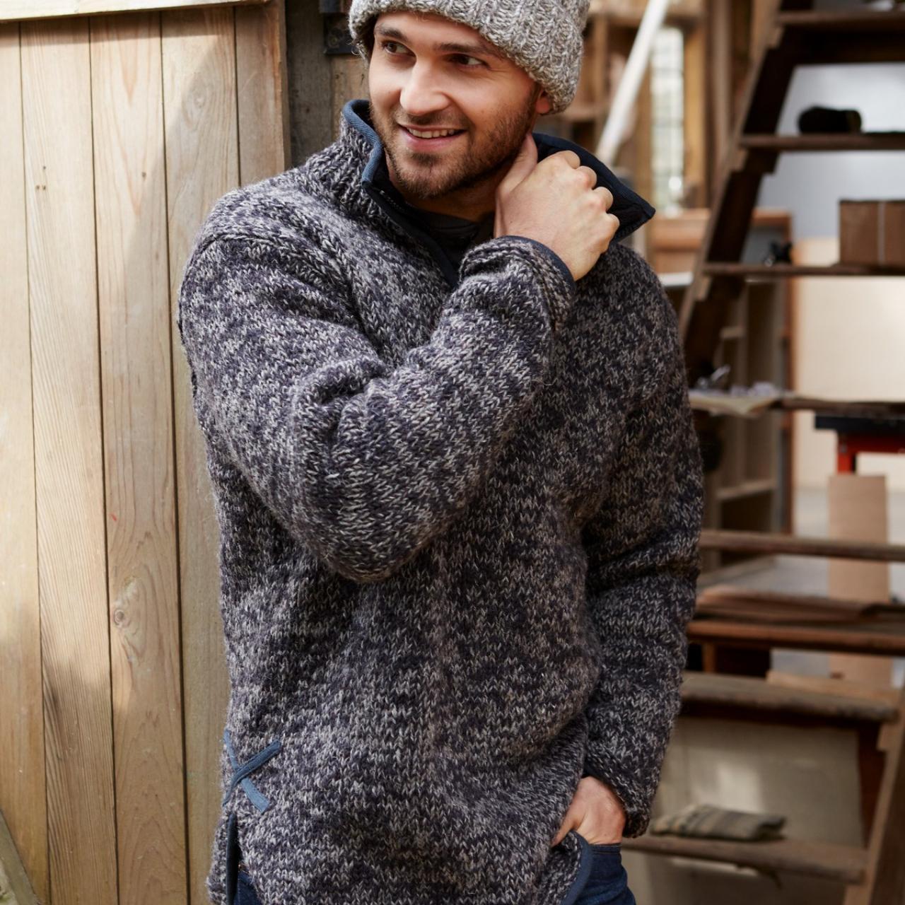 Pachamama Men's Half-Zip Sweater - Donegal... - Depop