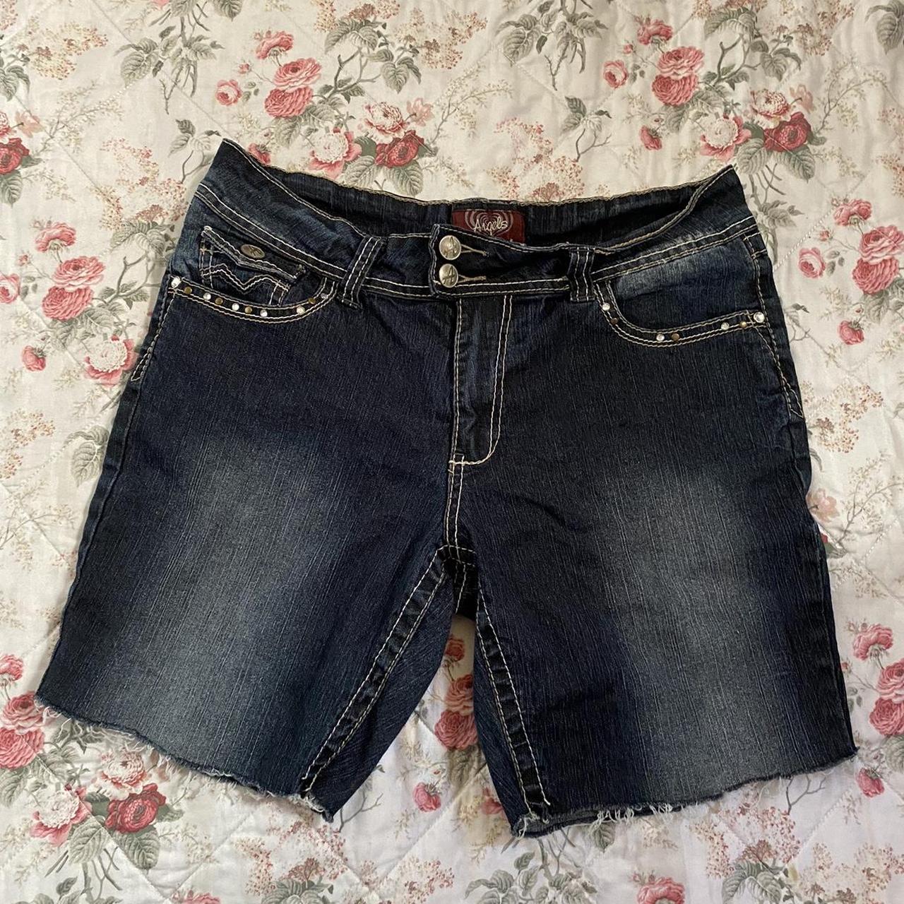 cute y2k emo scenecore denim shorts. tagged a size... - Depop