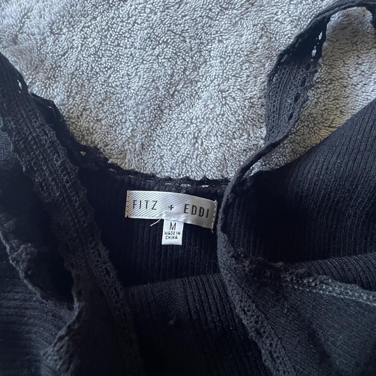 Fitz & Eddie black tank top with ribbon and button... - Depop