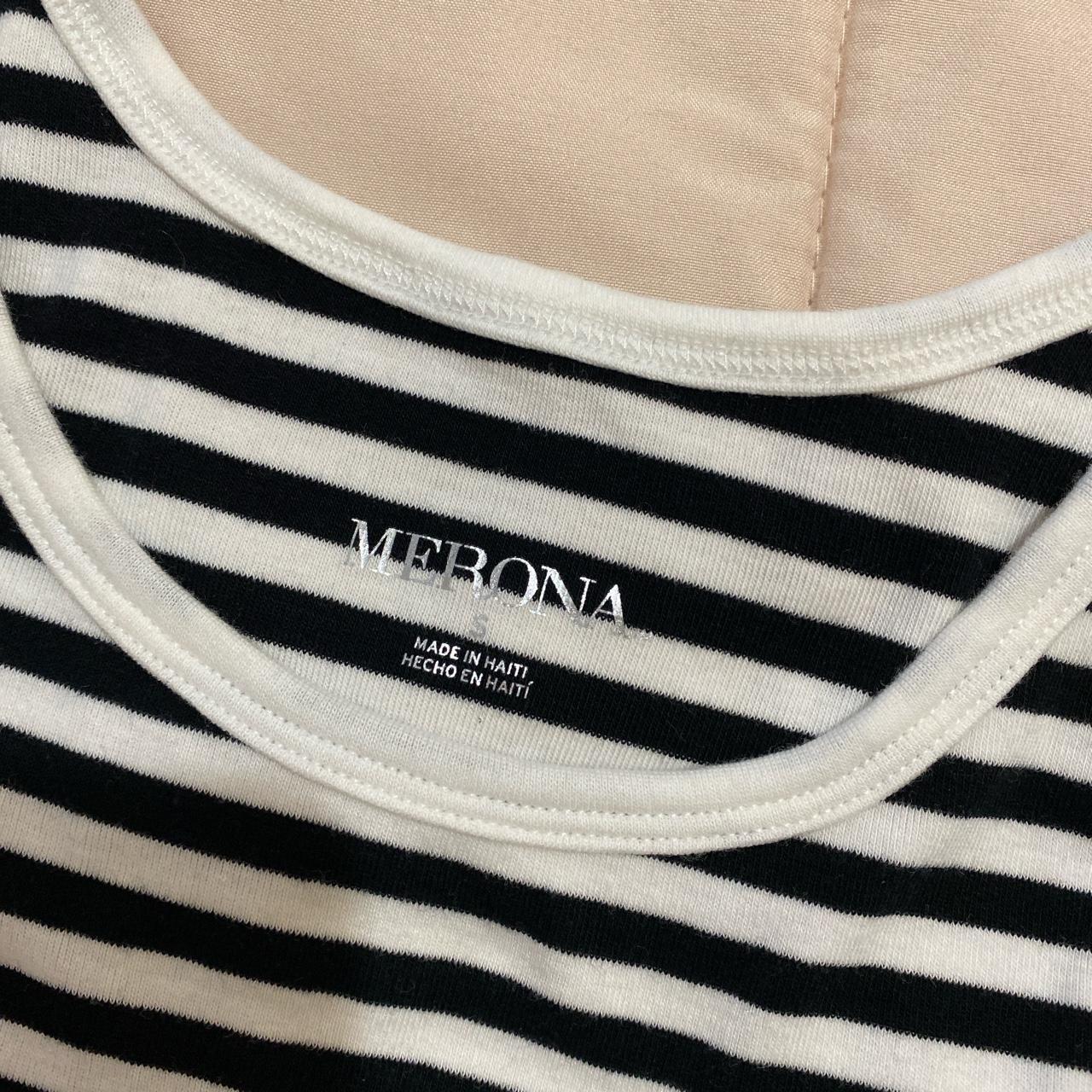 black & white striped tank brand: merona (from... - Depop