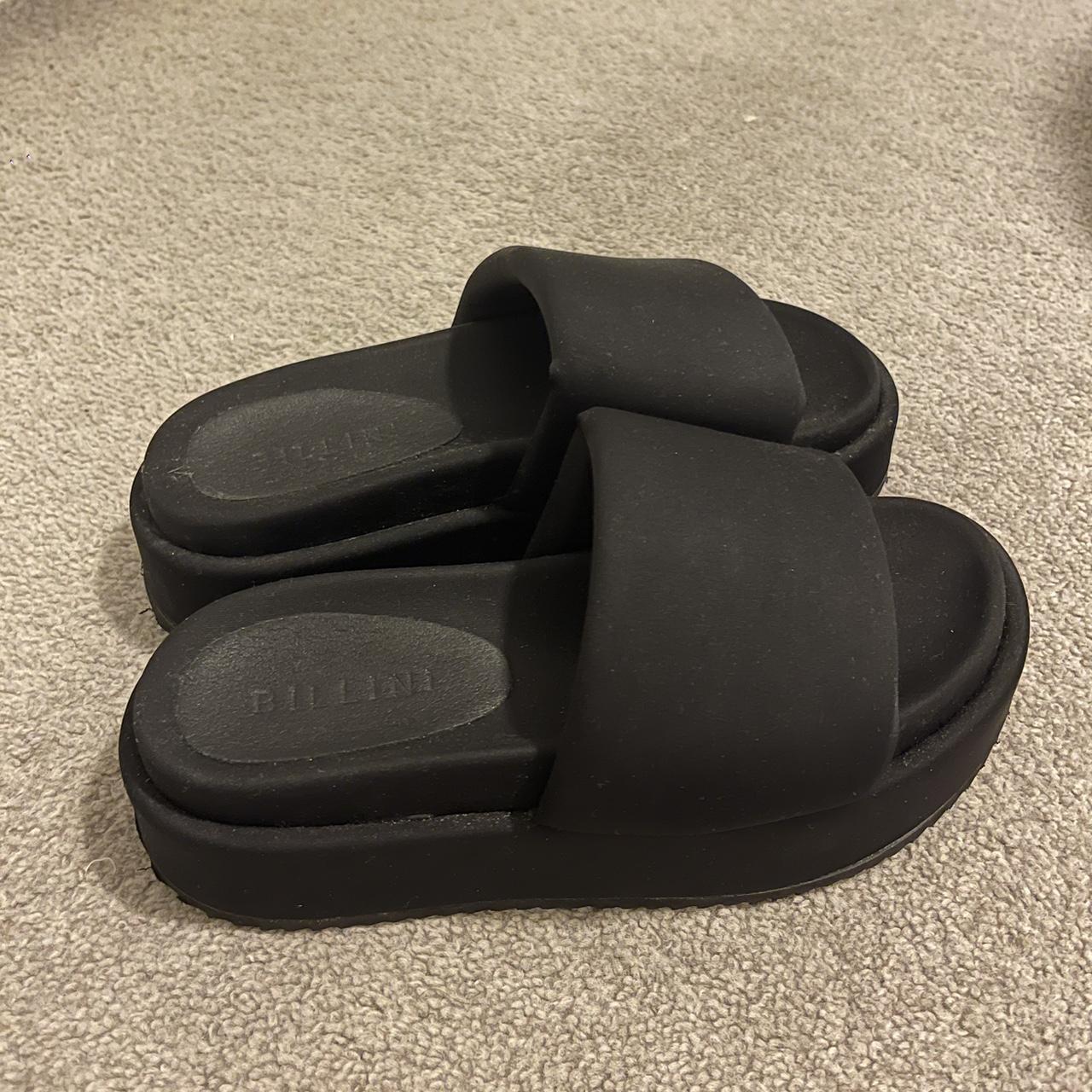 Black billini platform slides Size 6 Worn once in... - Depop