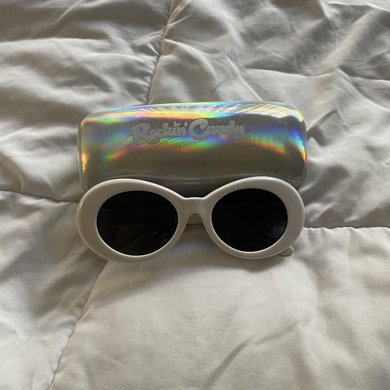 White Clout Goggle Sunglasses w/ Holographic Case 🪩 ... - Depop