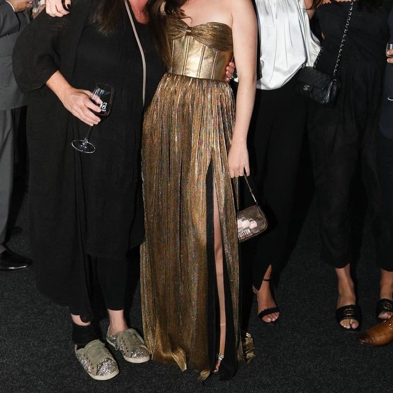 Bronx and Banco Florence Strapless gown in gold... - Depop