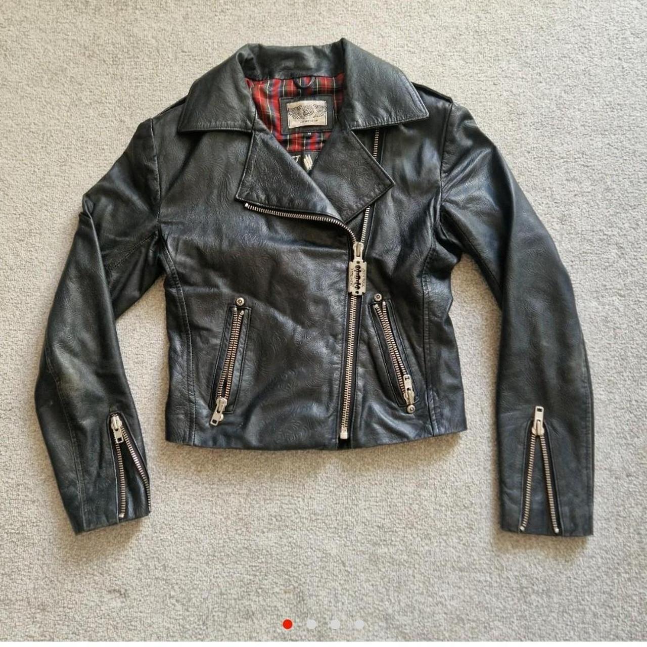 RARE New Rock embossed leather jacket. Size 8 and... - Depop
