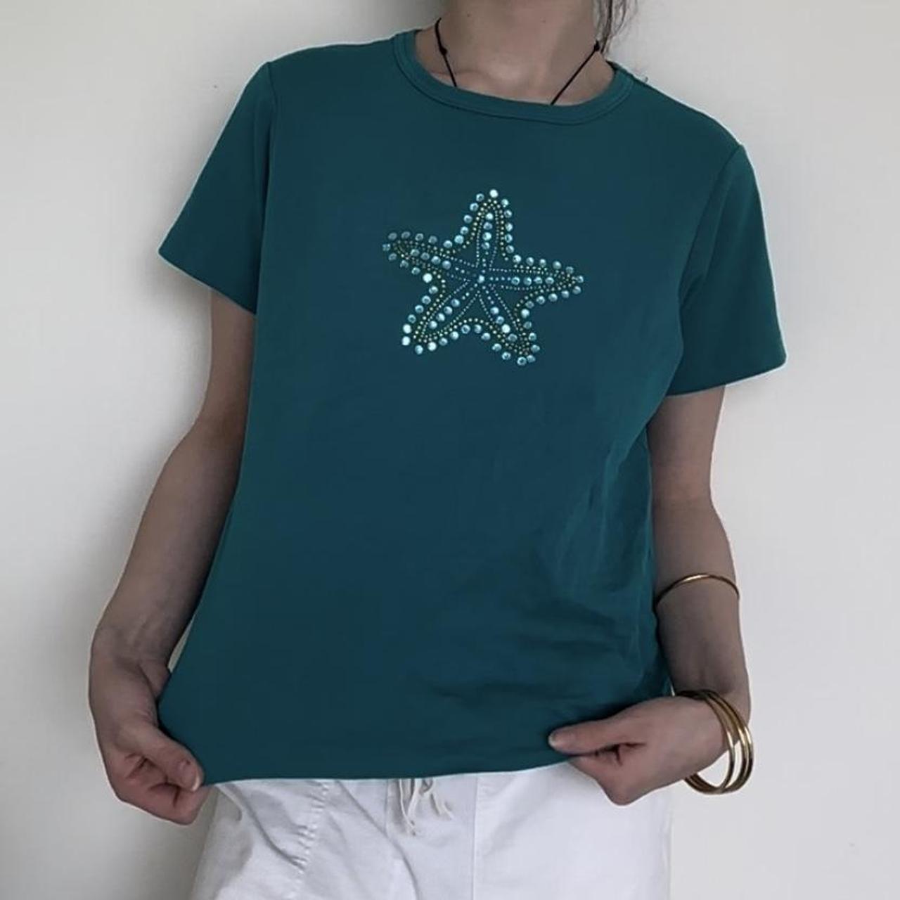 Bedazzled starfish tee Size small, could fit a... - Depop