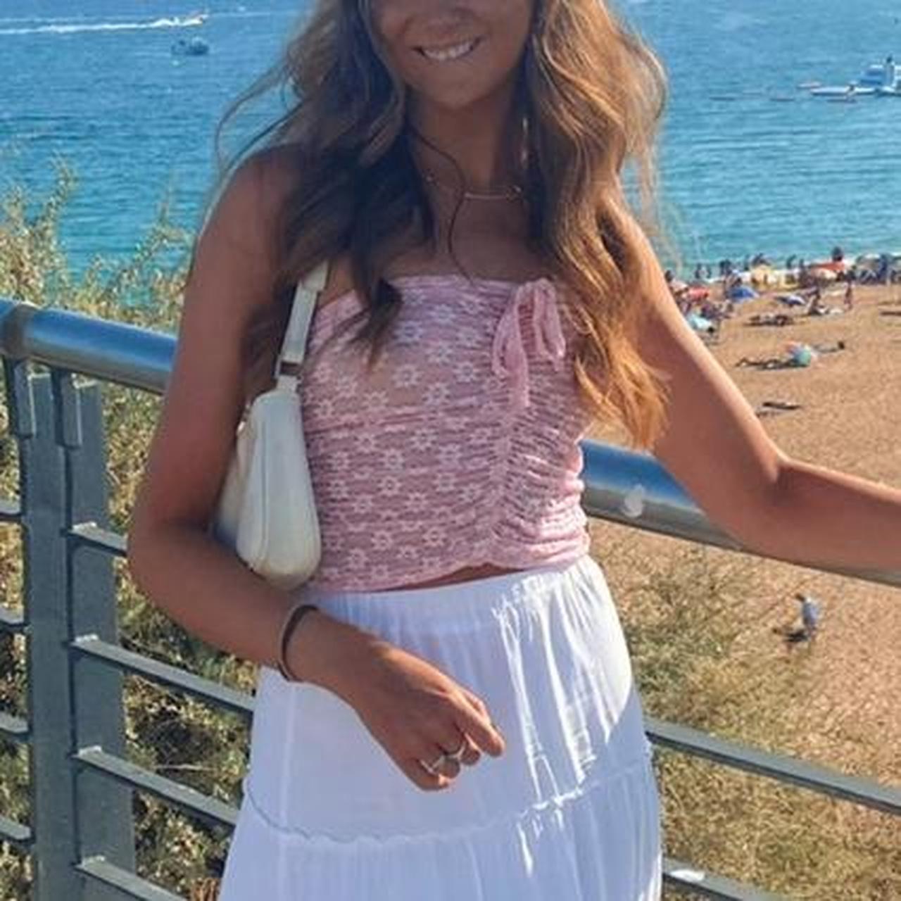 Pretty little thing pink strapless top Size 8 Worn... - Depop