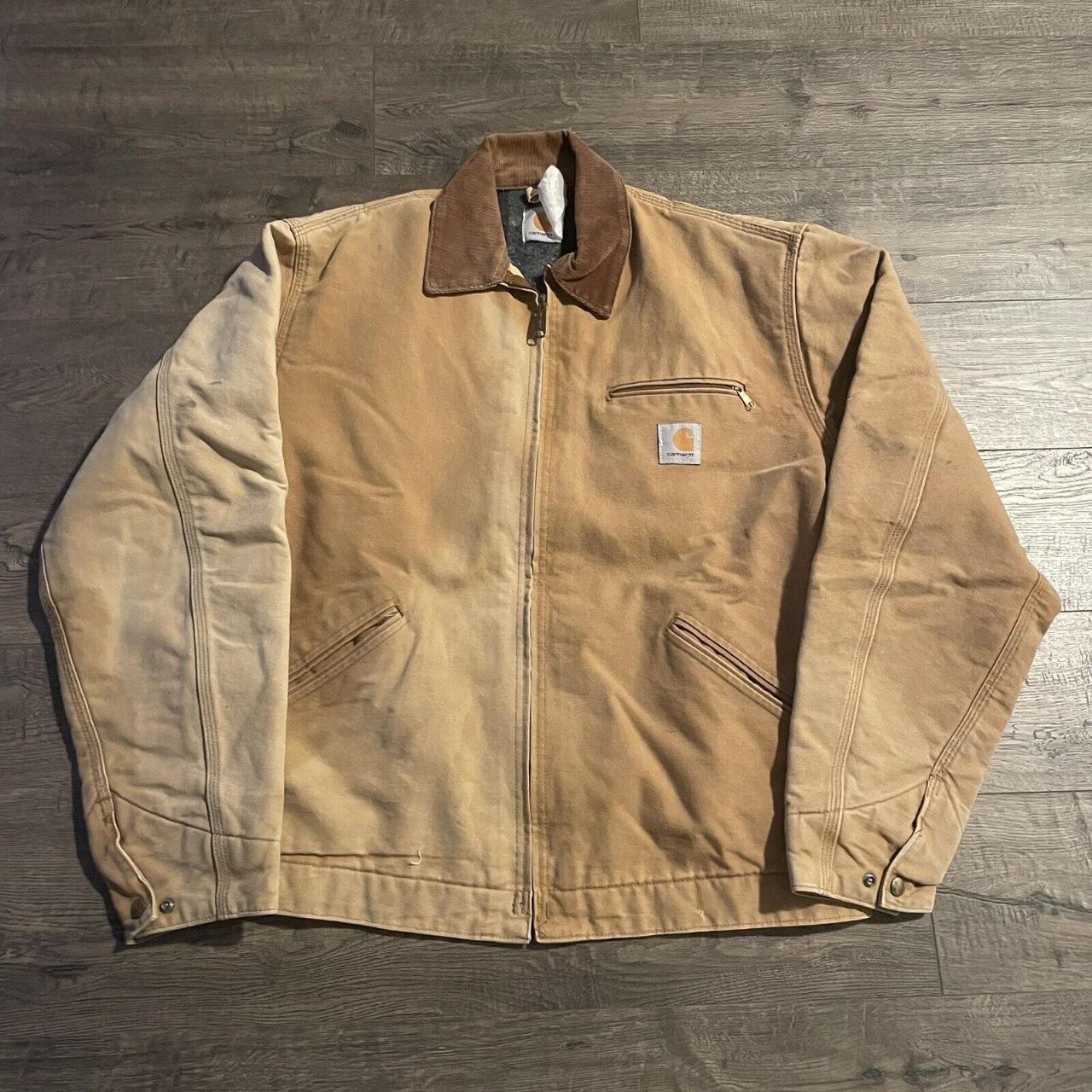 Vintage Carhartt Jacket Mens Large Brown Tan Detroit... - Depop