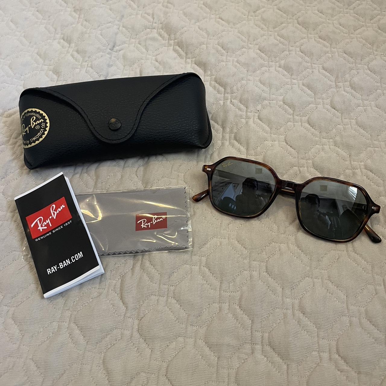 Brand New Ray-Ban ‘John’ in ‘Striped Havana/Blue’... - Depop