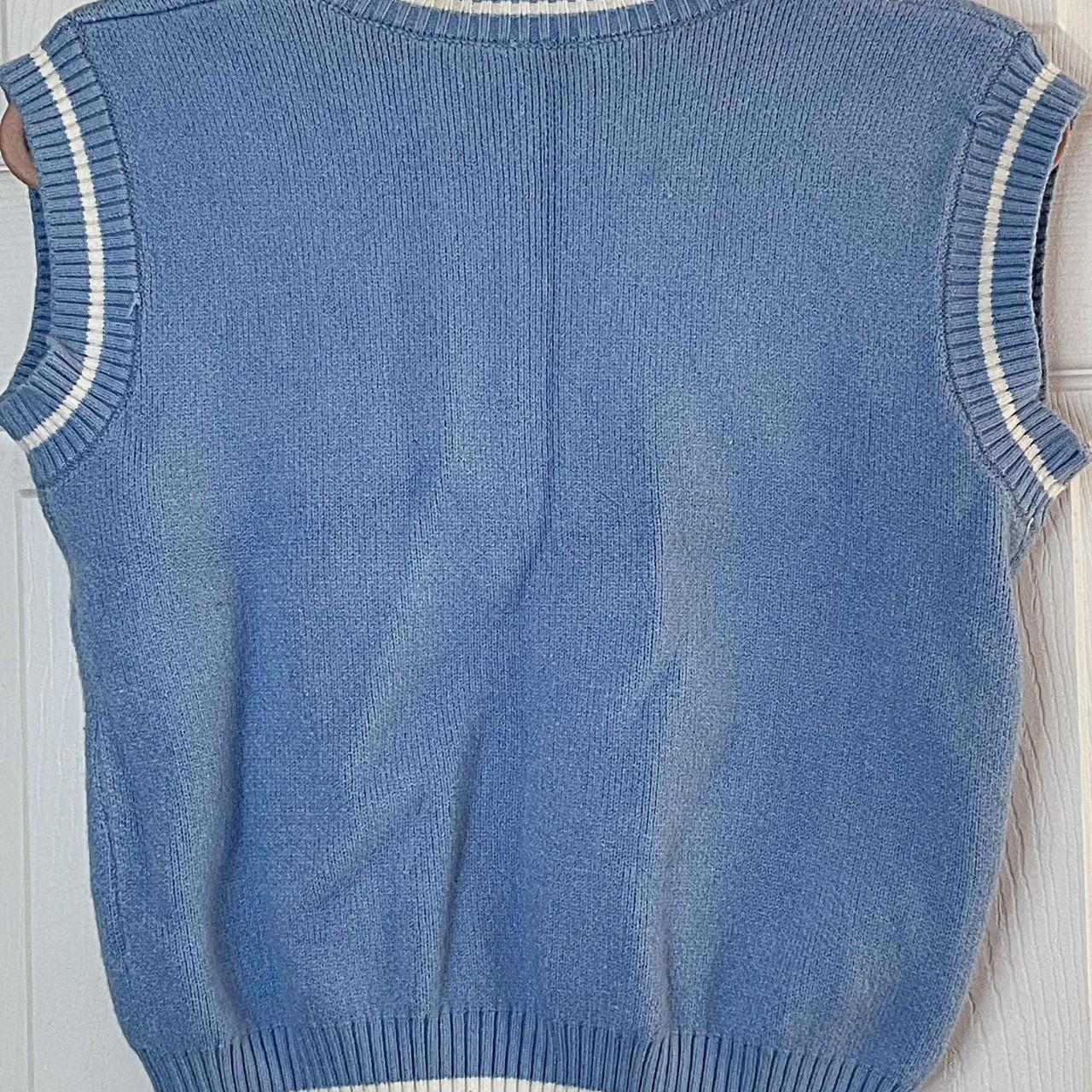 Blue Skull Knit Vest Size M This blue knit vest is... | Depop