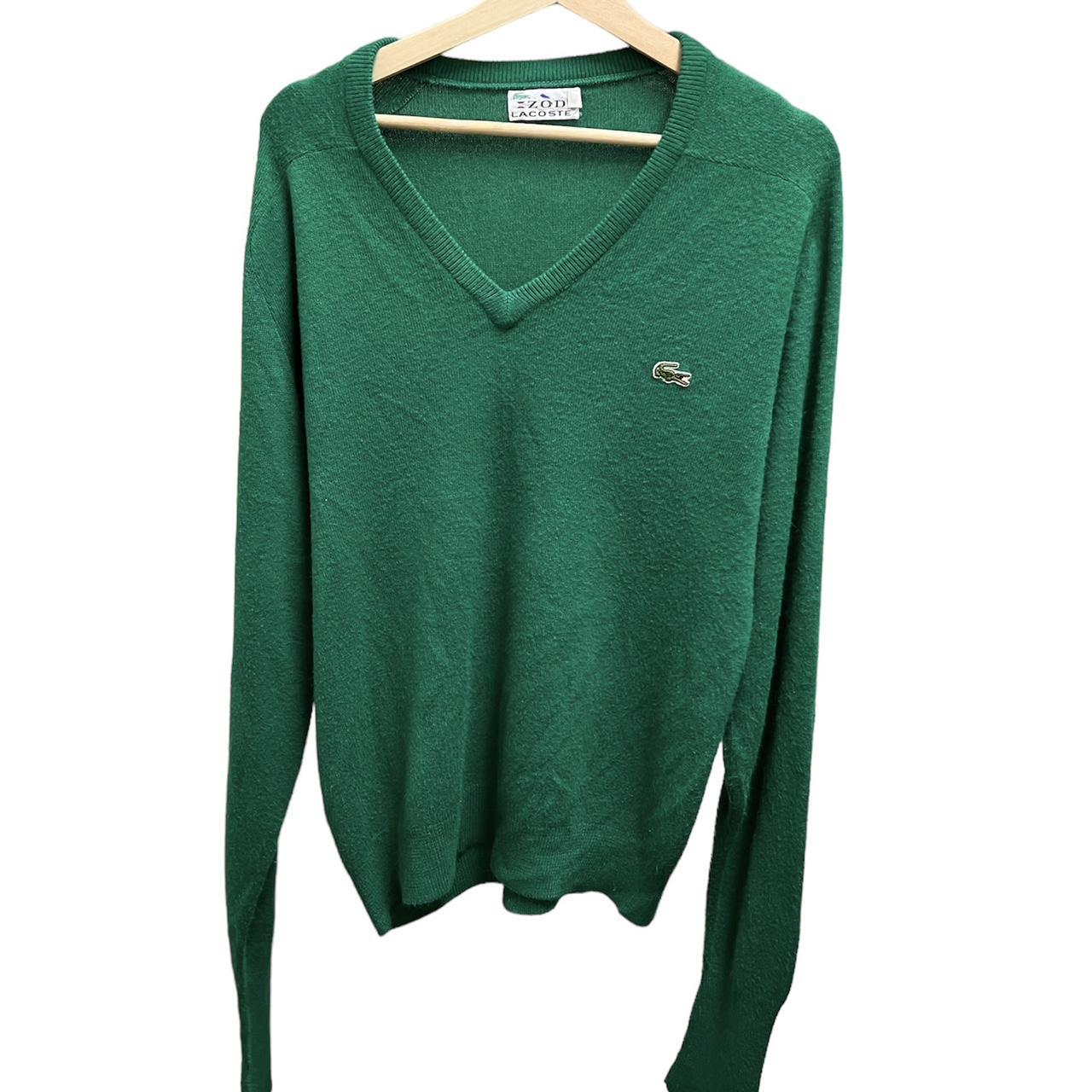 Vintage 1970s IZOD Lacoste Kelly green v-neck... - Depop