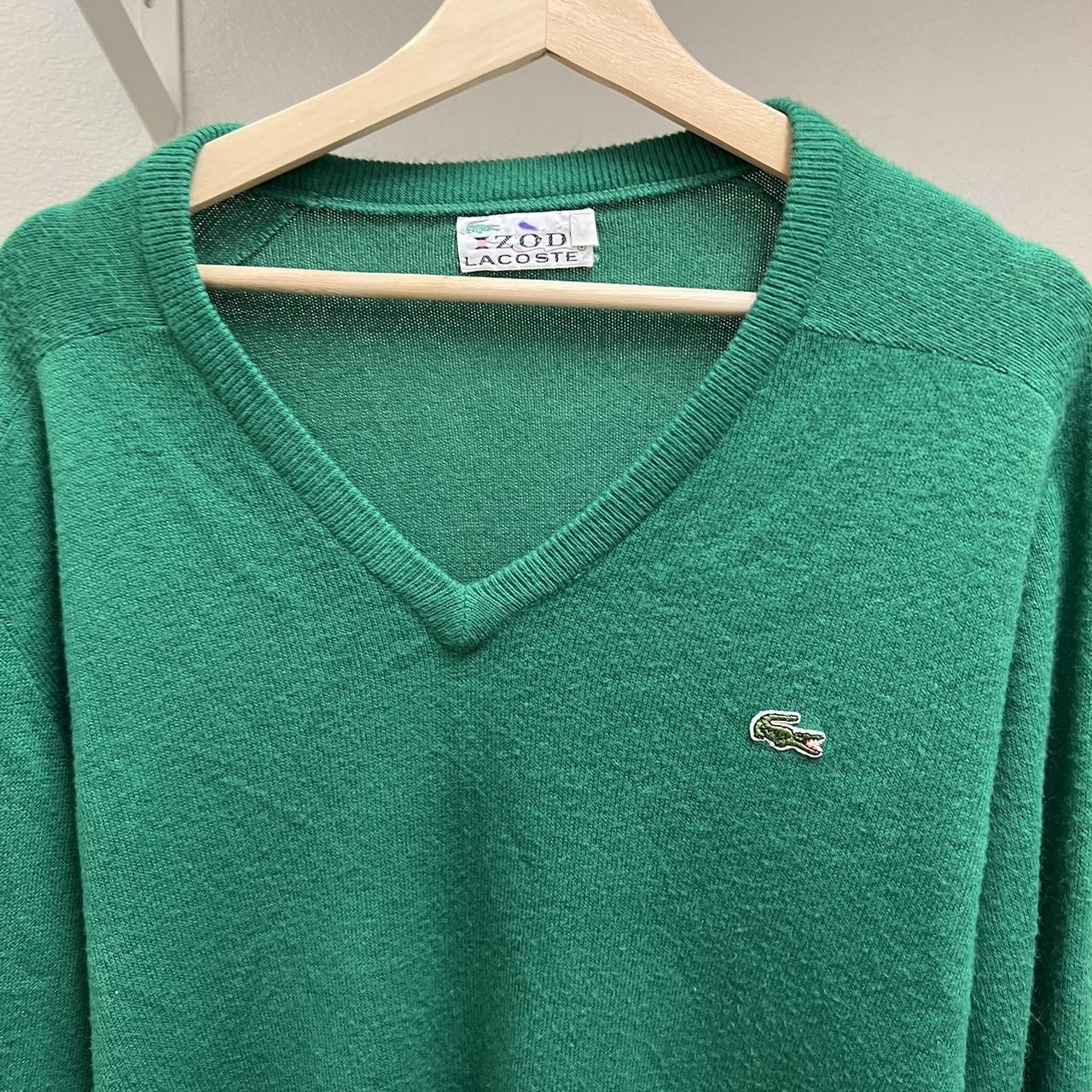 Vintage 1970s IZOD Lacoste Kelly green v-neck... - Depop