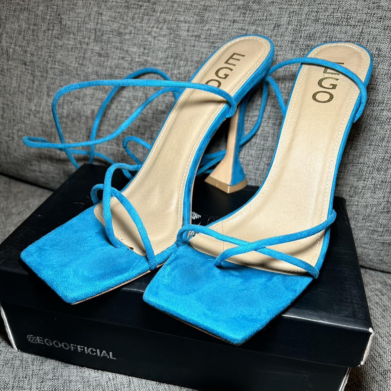 EGO Heels Blue Wrap Up Open Toe Heel • Size W 10 •... - Depop