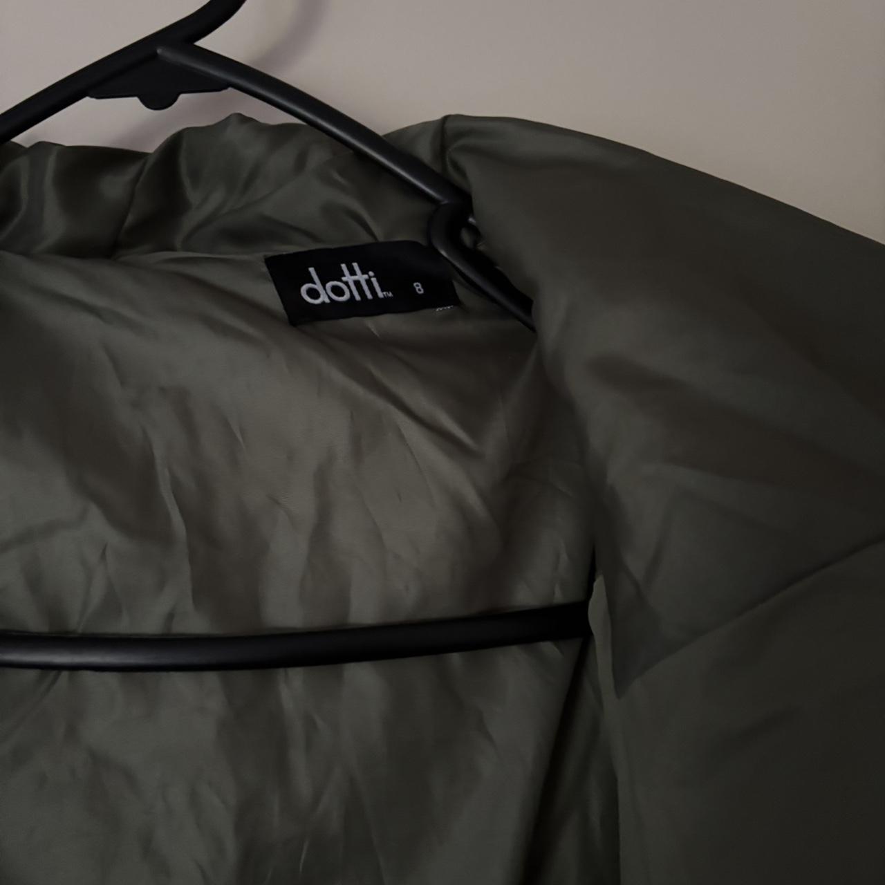 Size 8 Dotti puffer long coat khaki green #puffercoat | Depop