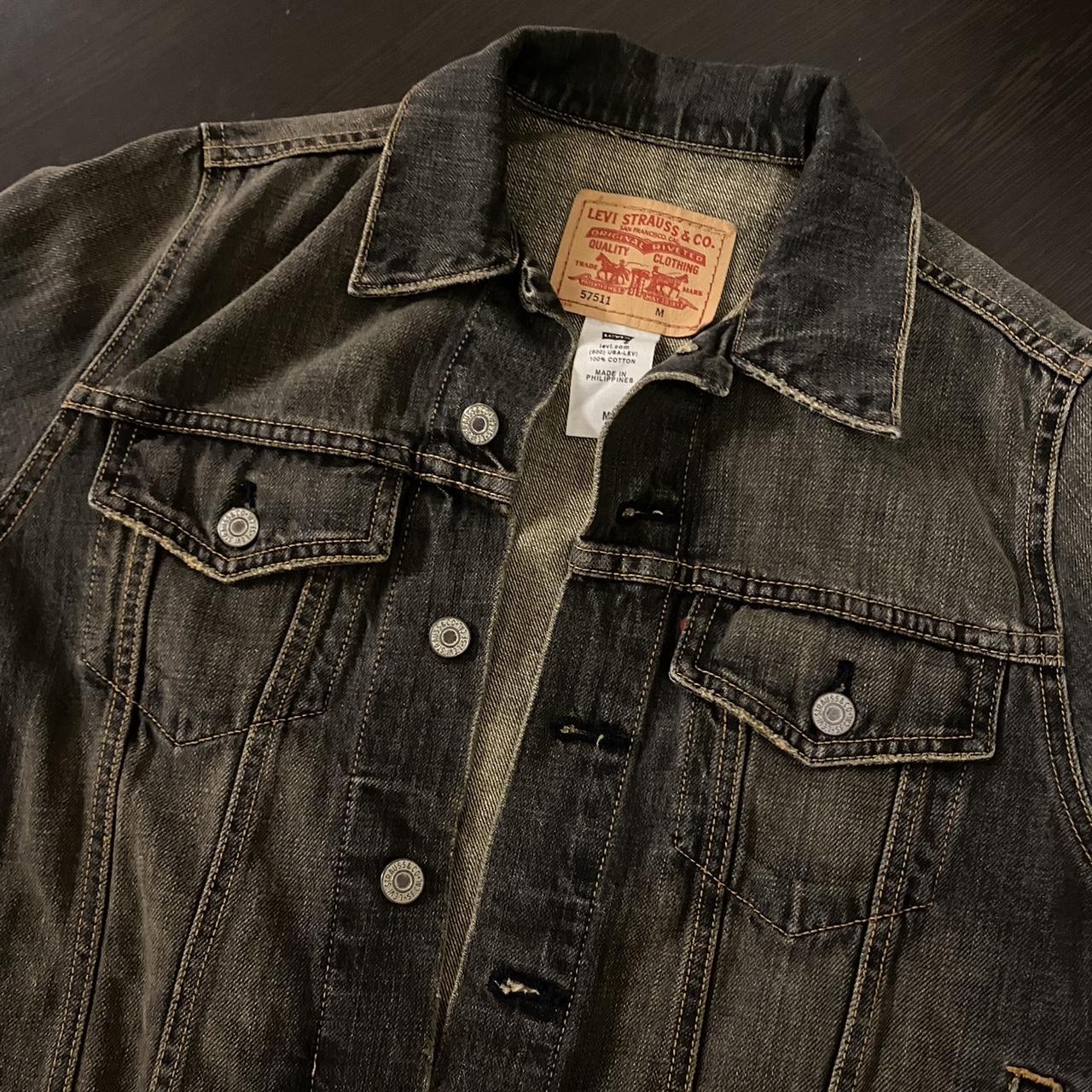 thrifted stone wash denim jacket - Depop