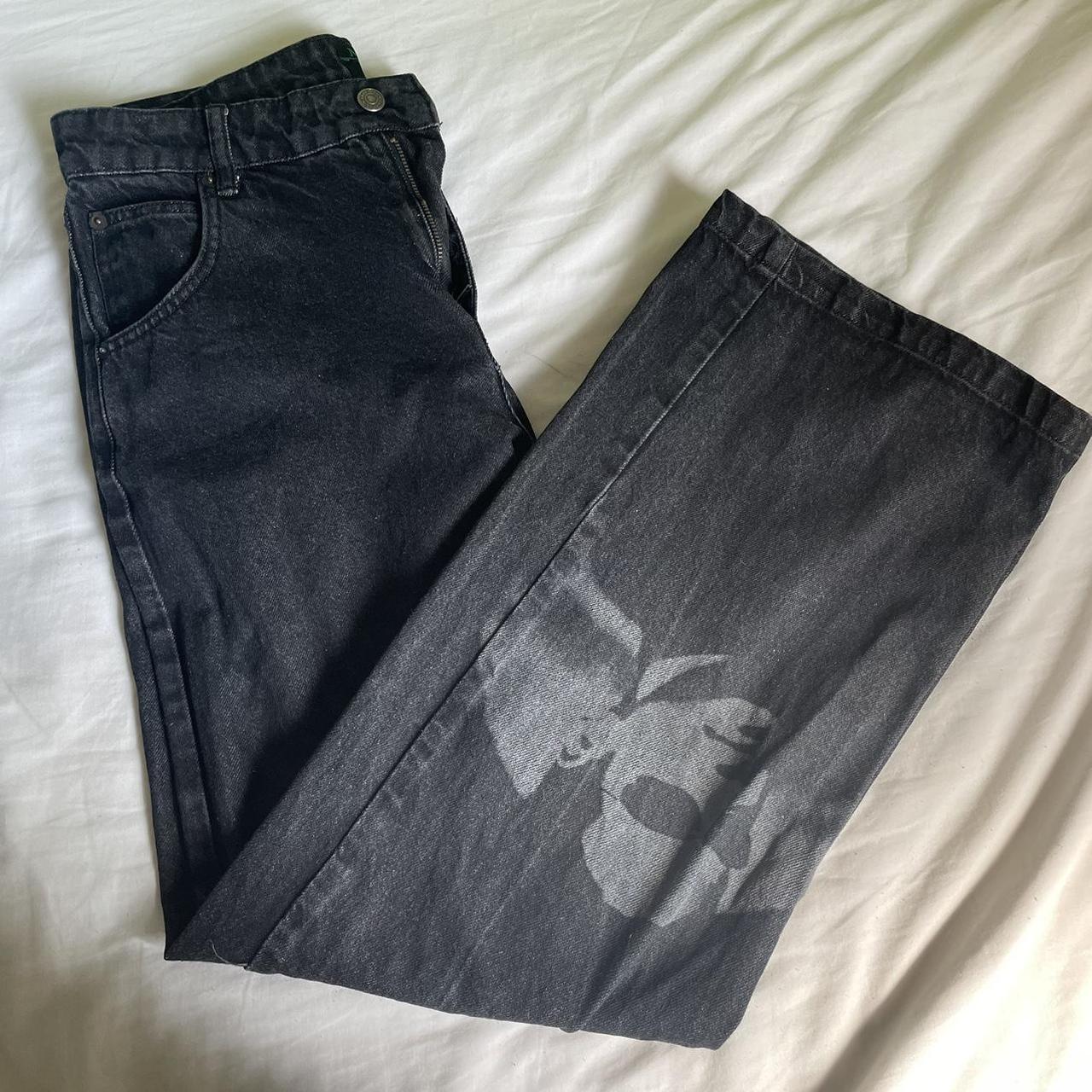 Jaded London Women's Grey and Black Jeans | Depop