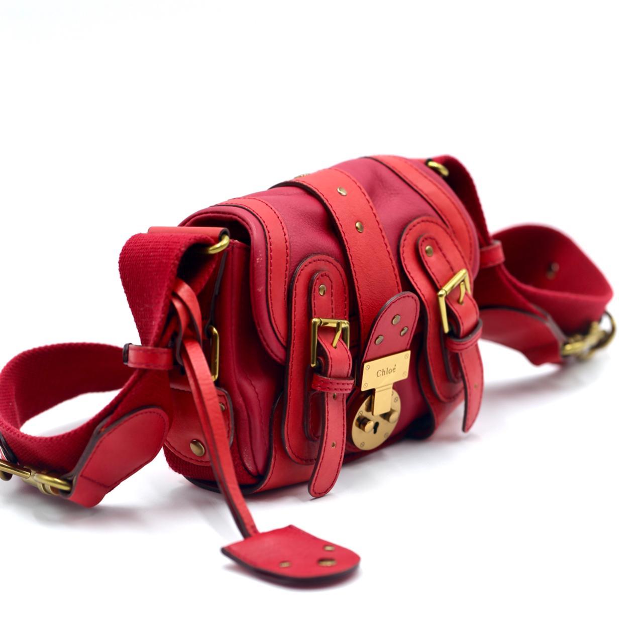 Chloe Red Cross Body Bag Excellent condition Leather... - Depop