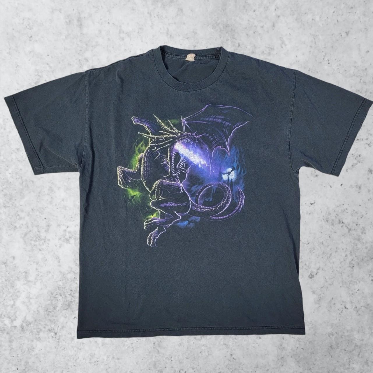 Y2K Dragon shirt. In used condition, worn in with a... - Depop