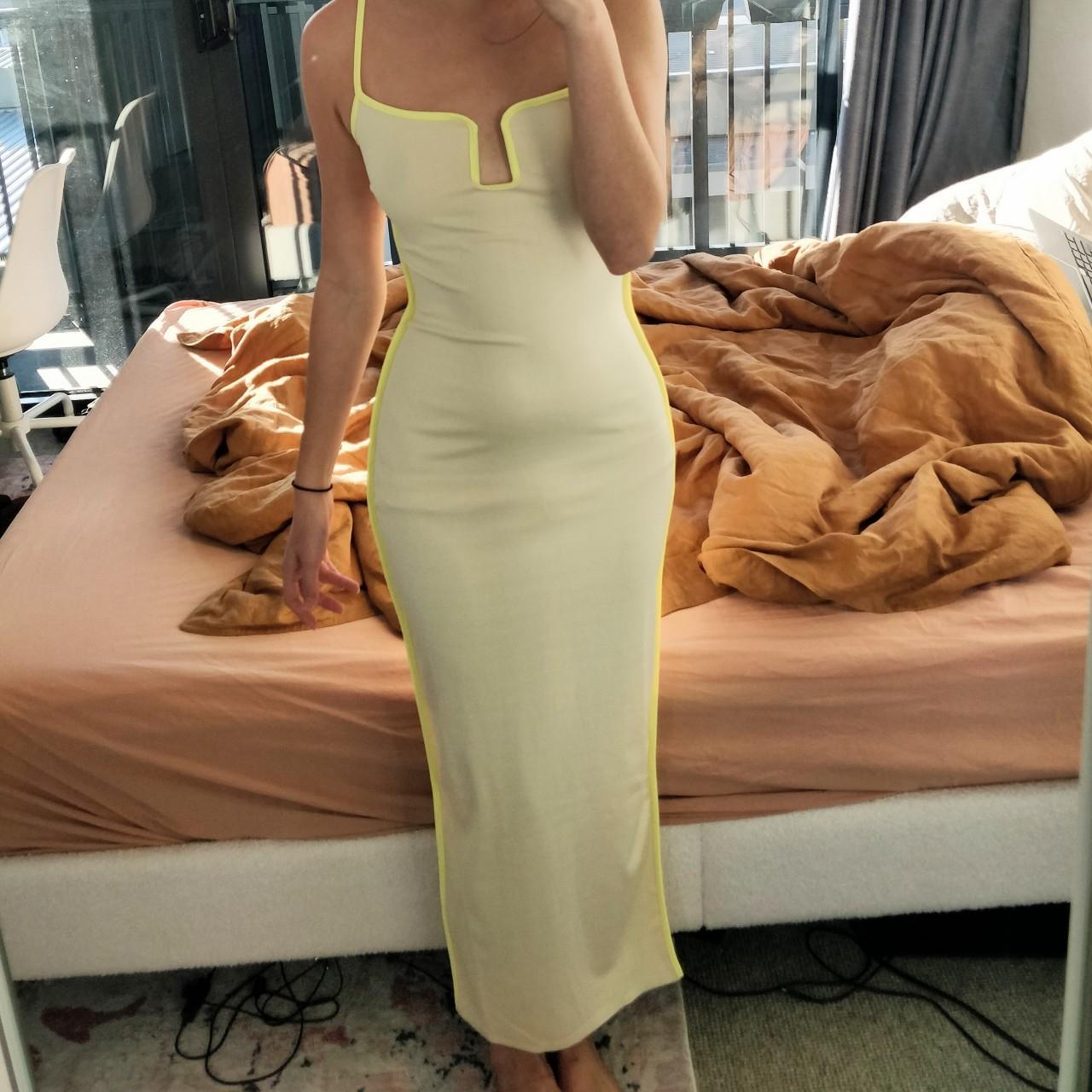 Women's Cream and Yellow Dress | Depop