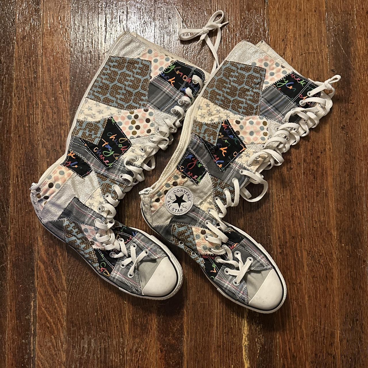 rare knee high patchwork converse - Depop