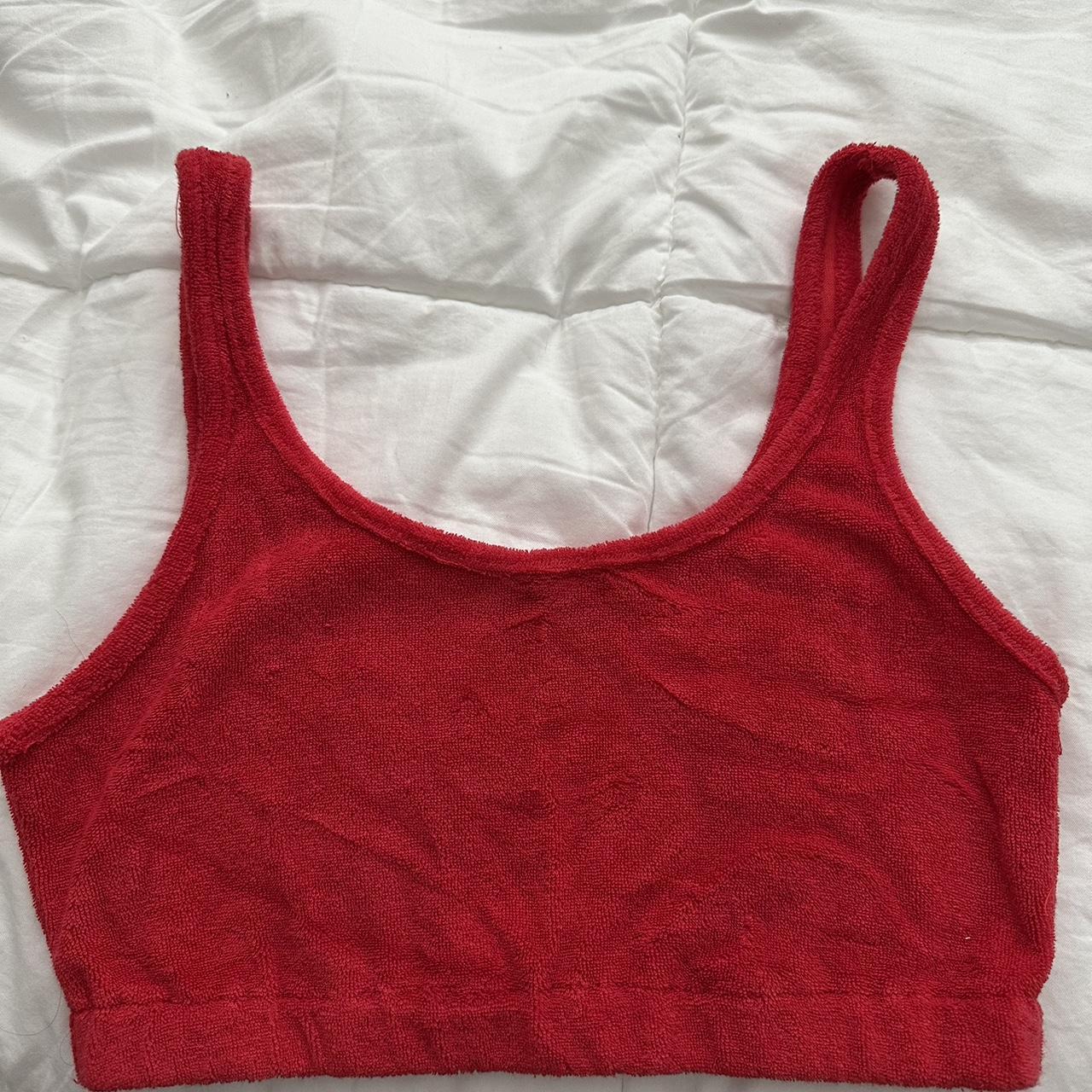 princess polly red terry cloth top worn once - Depop