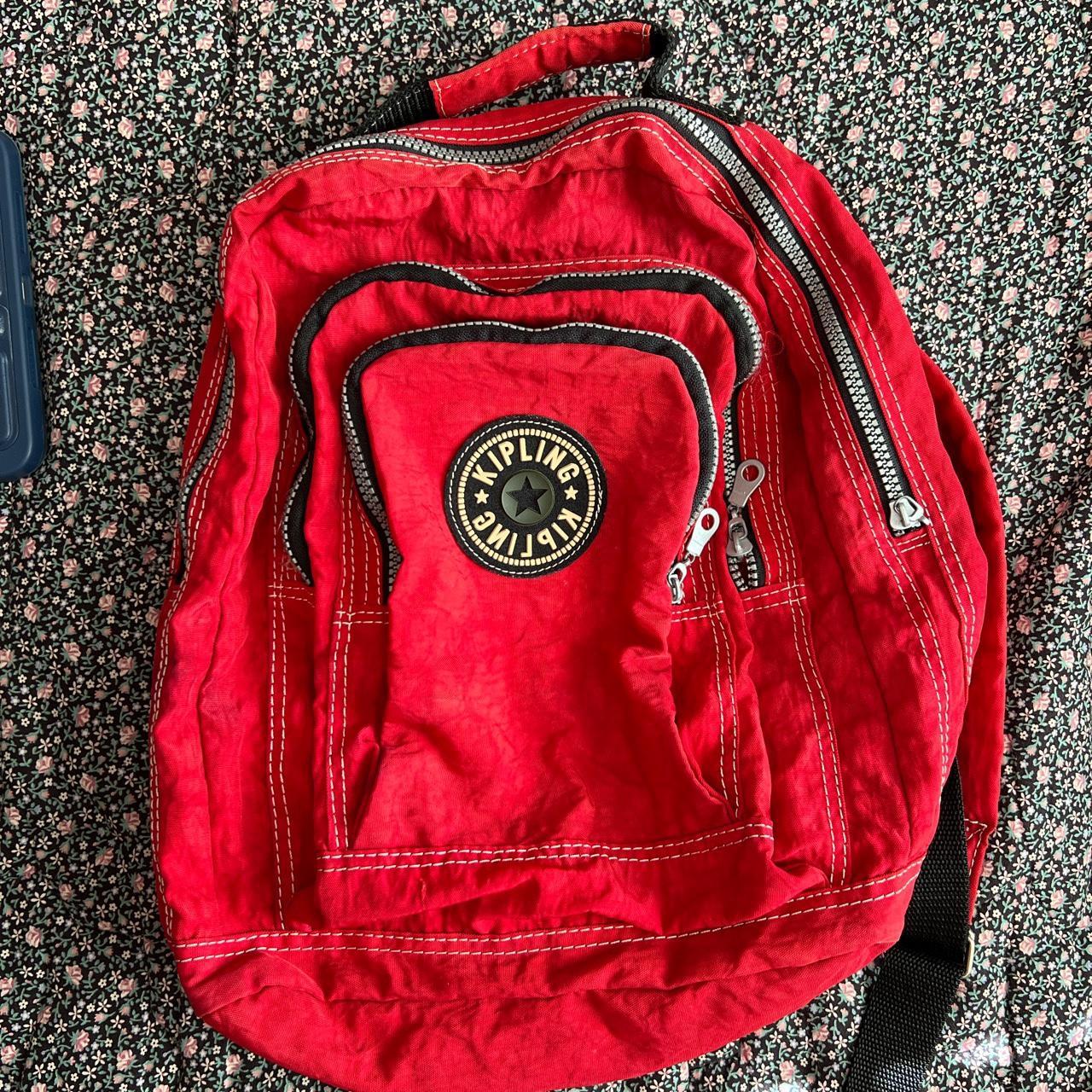Vintage 90s Kipling red backpack 🎒 15 inches in... - Depop