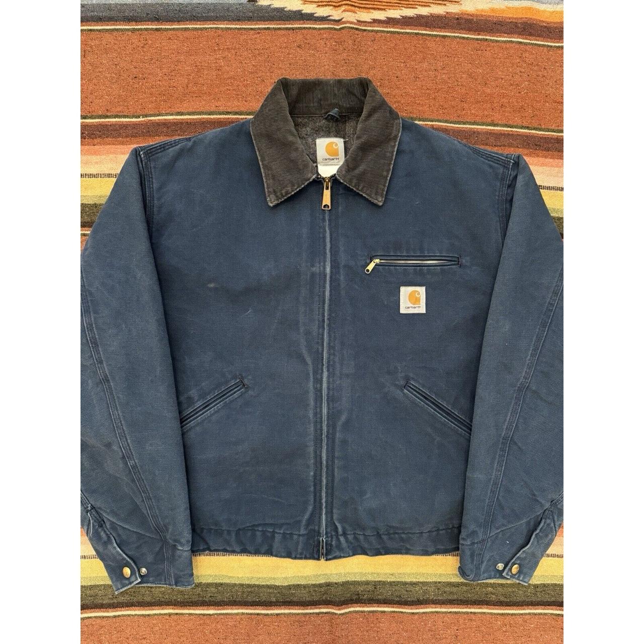 Vintage Blue J01 Carhartt Detroit Work Jacket SIZE:... - Depop