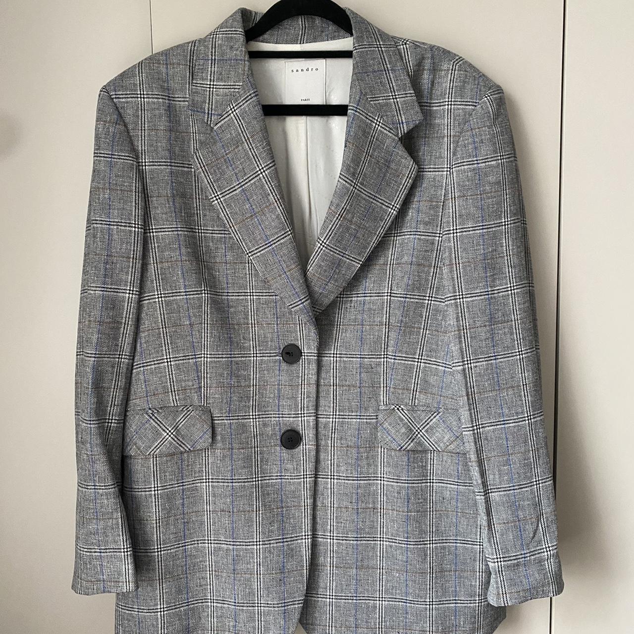 Sandro check blazer, silk lined, in excellent... - Depop