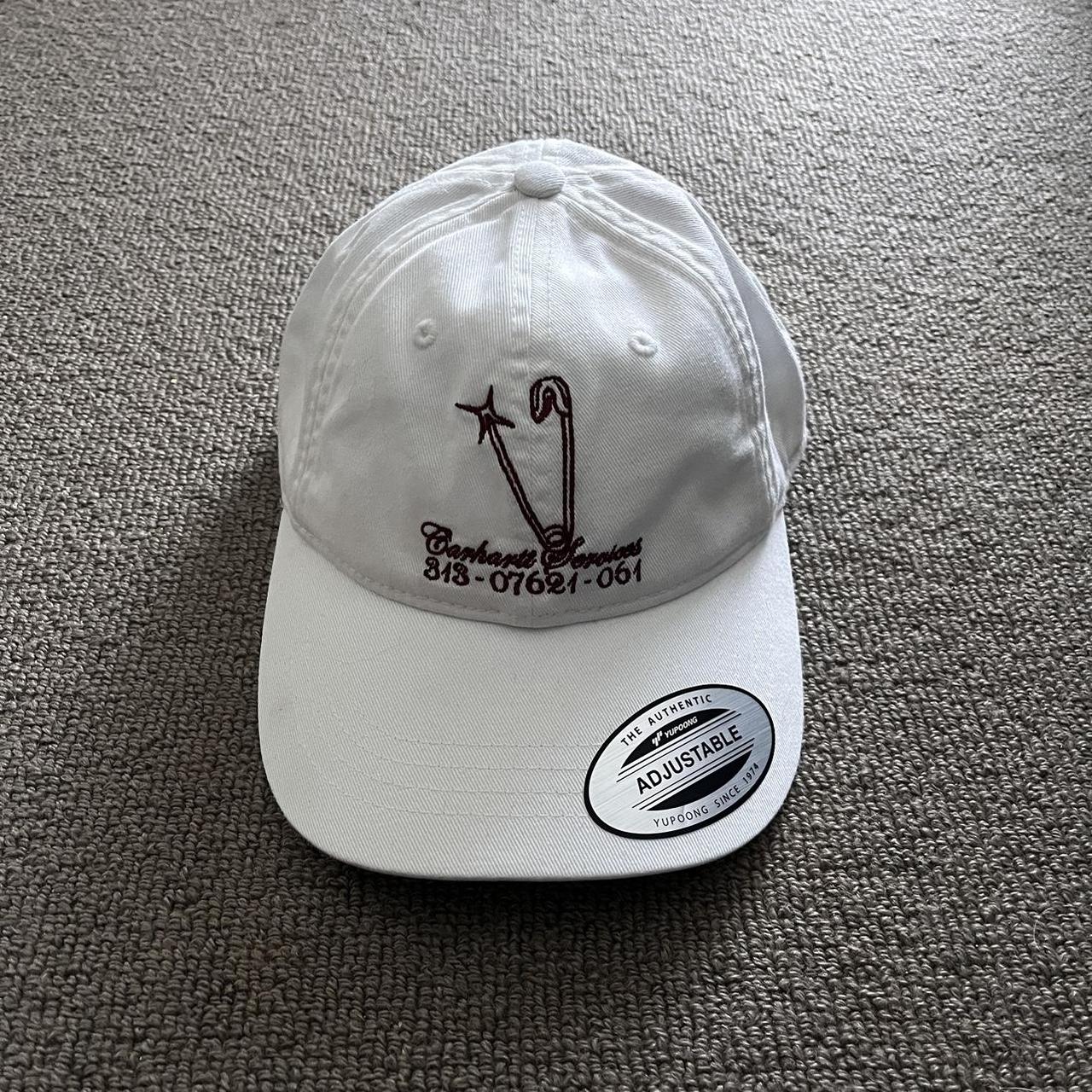 Carhartt WIP Safety Pin Cap White Bordeaux • Brand... - Depop