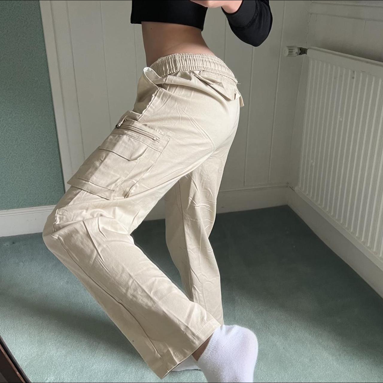 Beige cargo pants / combat trousers / army style... - Depop