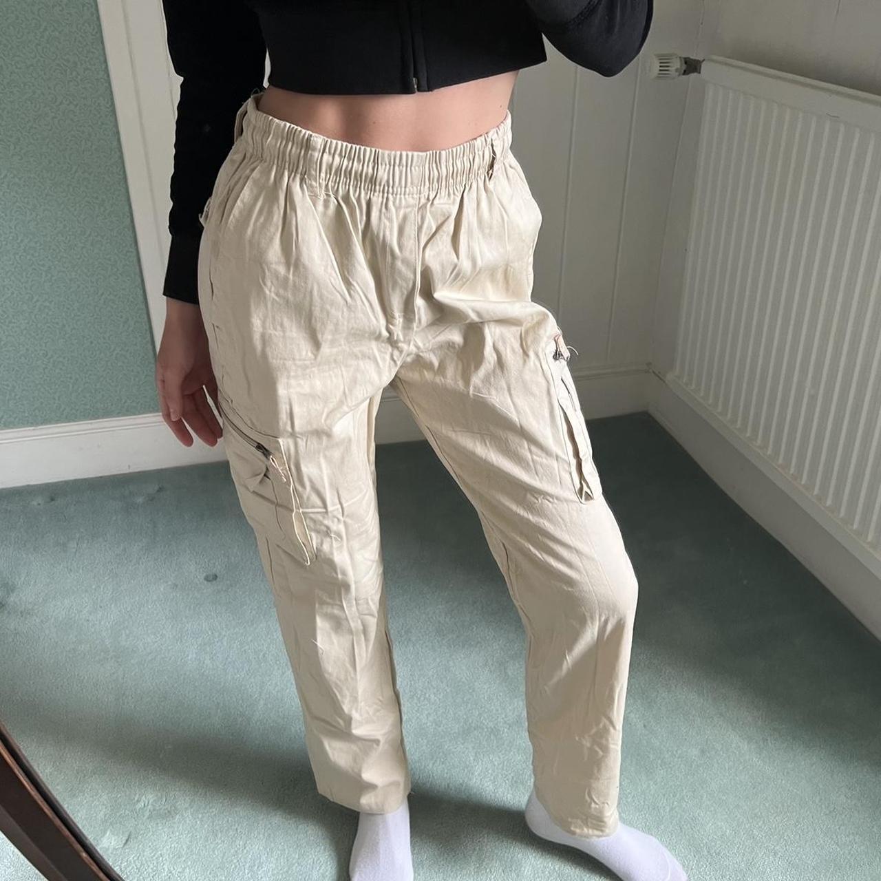 Beige cargo pants / combat trousers / army style... - Depop