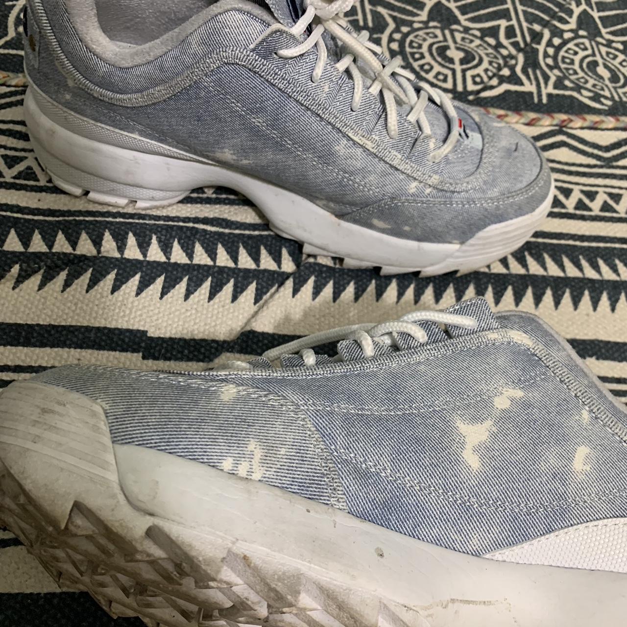 Fila Denim style shoes Good Condition, has scuffing... - Depop
