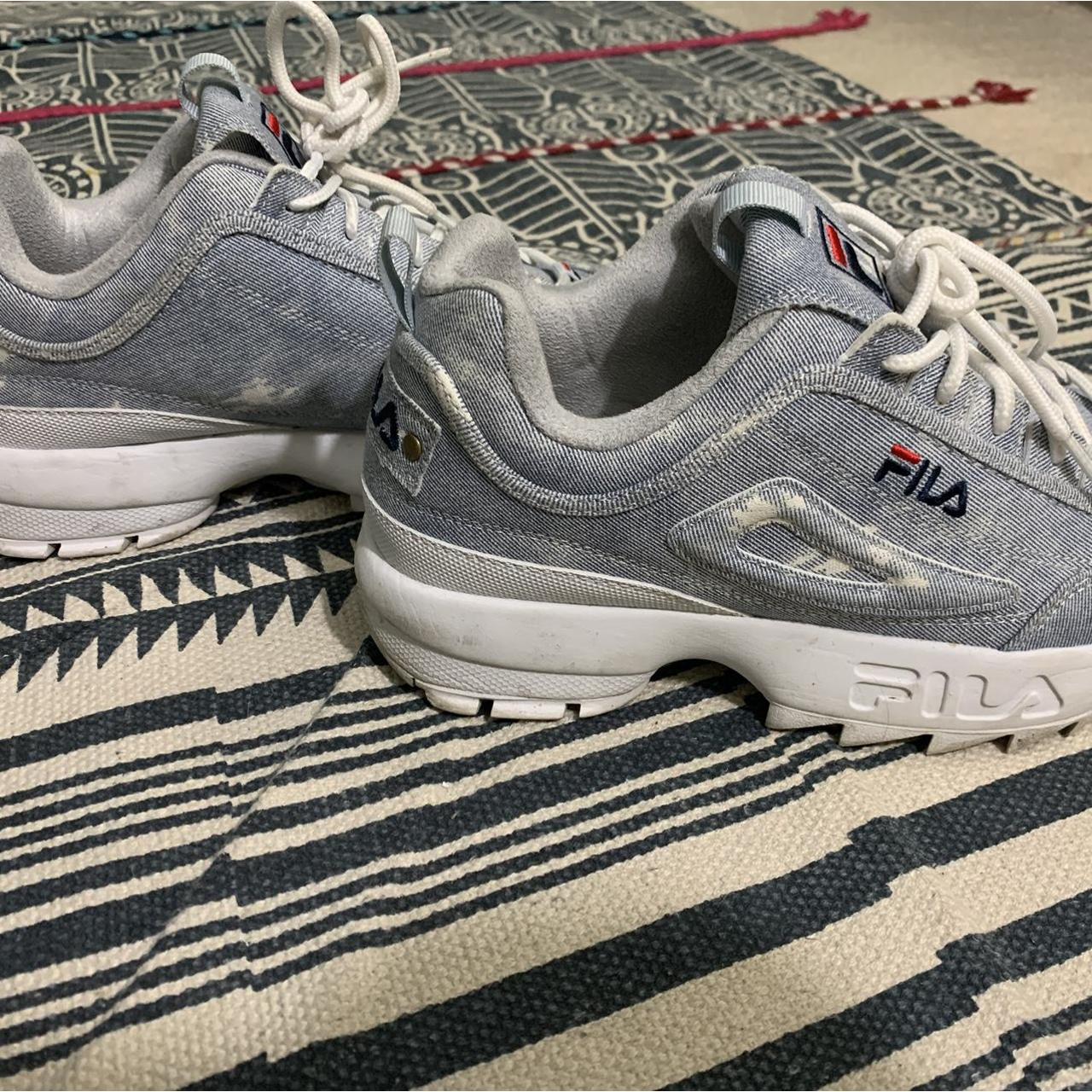 Fila Denim style shoes Good Condition, has scuffing... - Depop