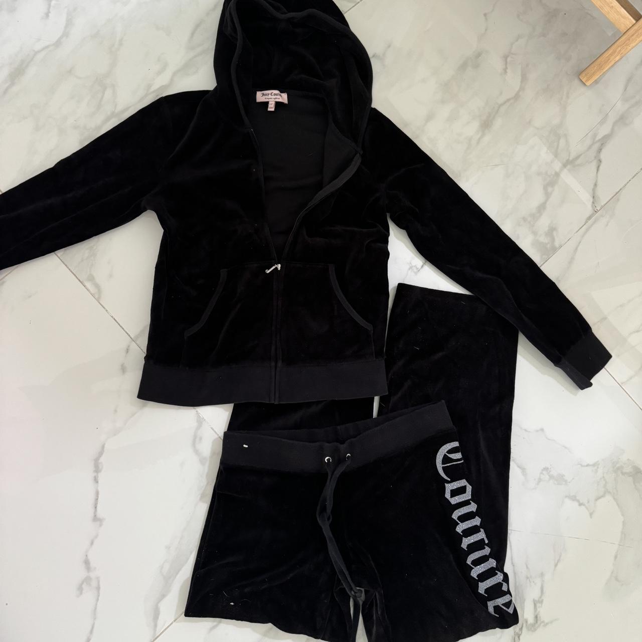 Juicy Couture Black Velour Tracksuit Set - Hoodie &... | Depop
