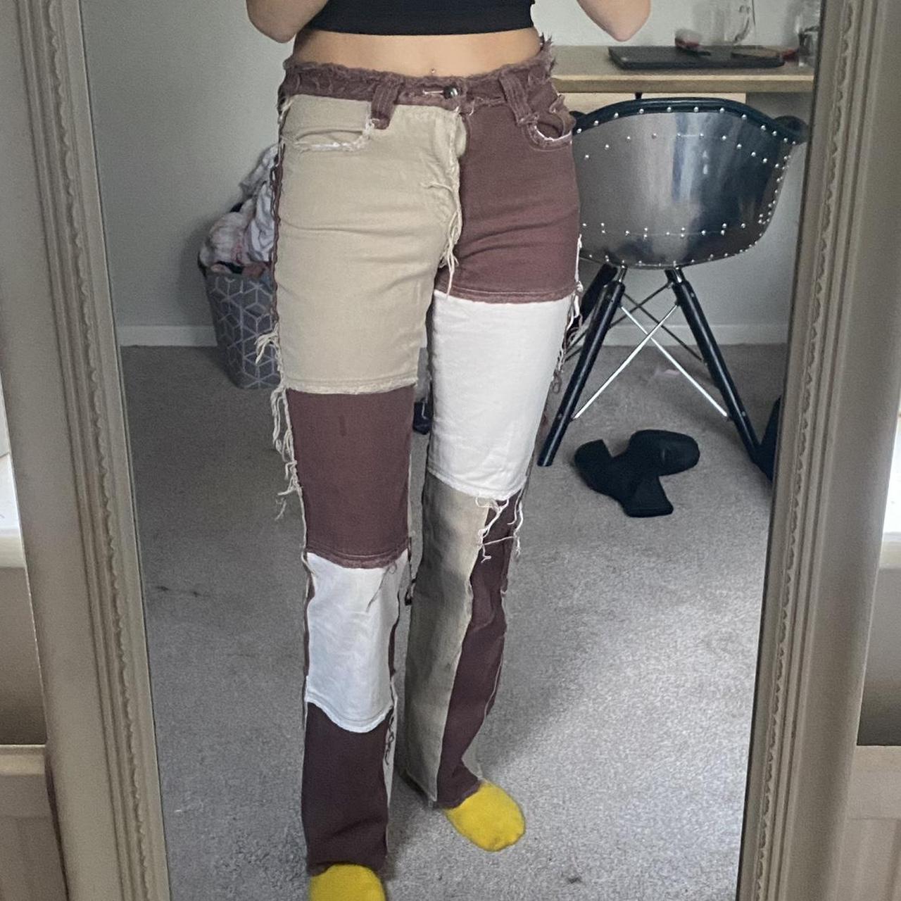Brown Jaded London Patchwork Jeans Low... - Depop