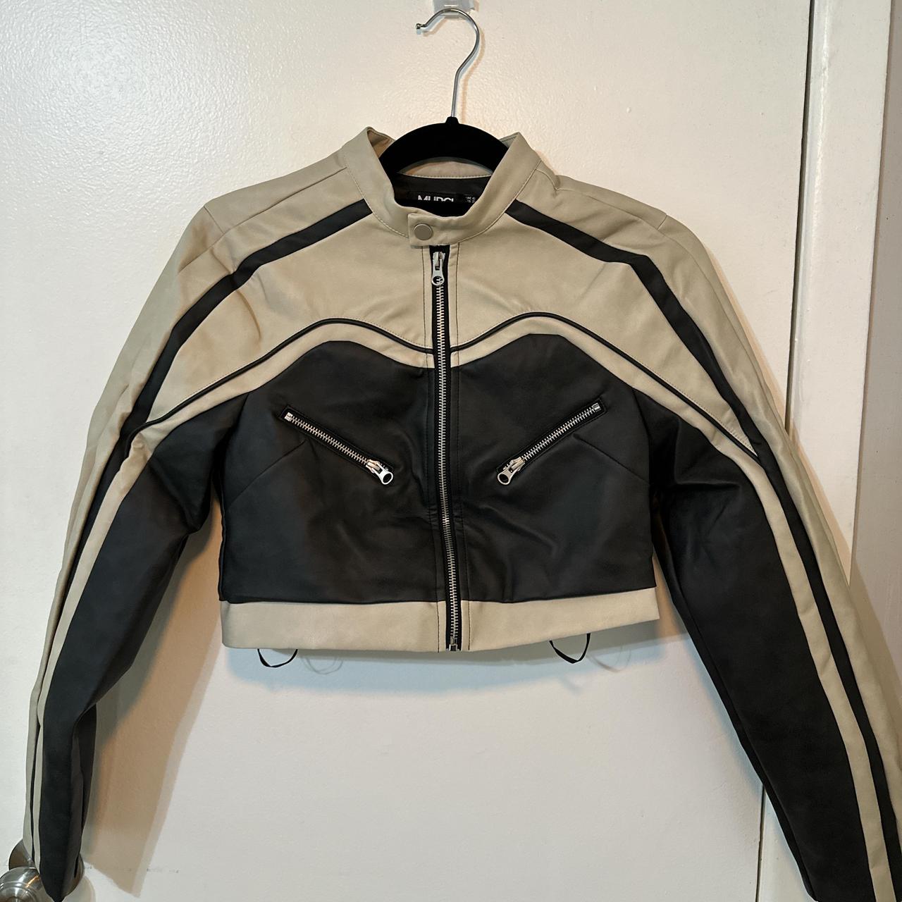 Murci Faux Leather Cropped Jacket. Size US2. Brand... - Depop