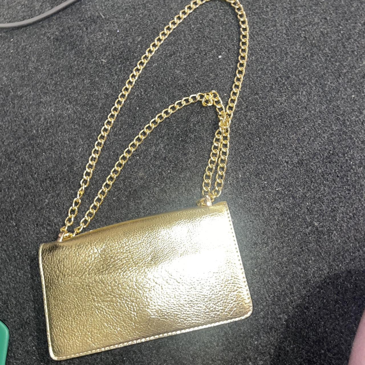 Gold hand bag with gold chain Brand new From a... - Depop