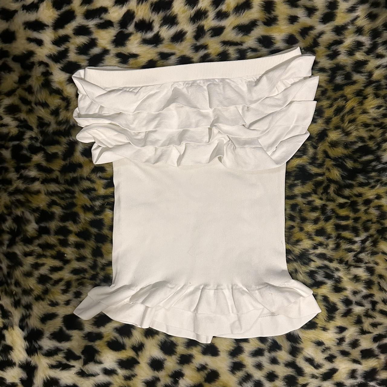 coquette tube top ruffled top size small never... - Depop
