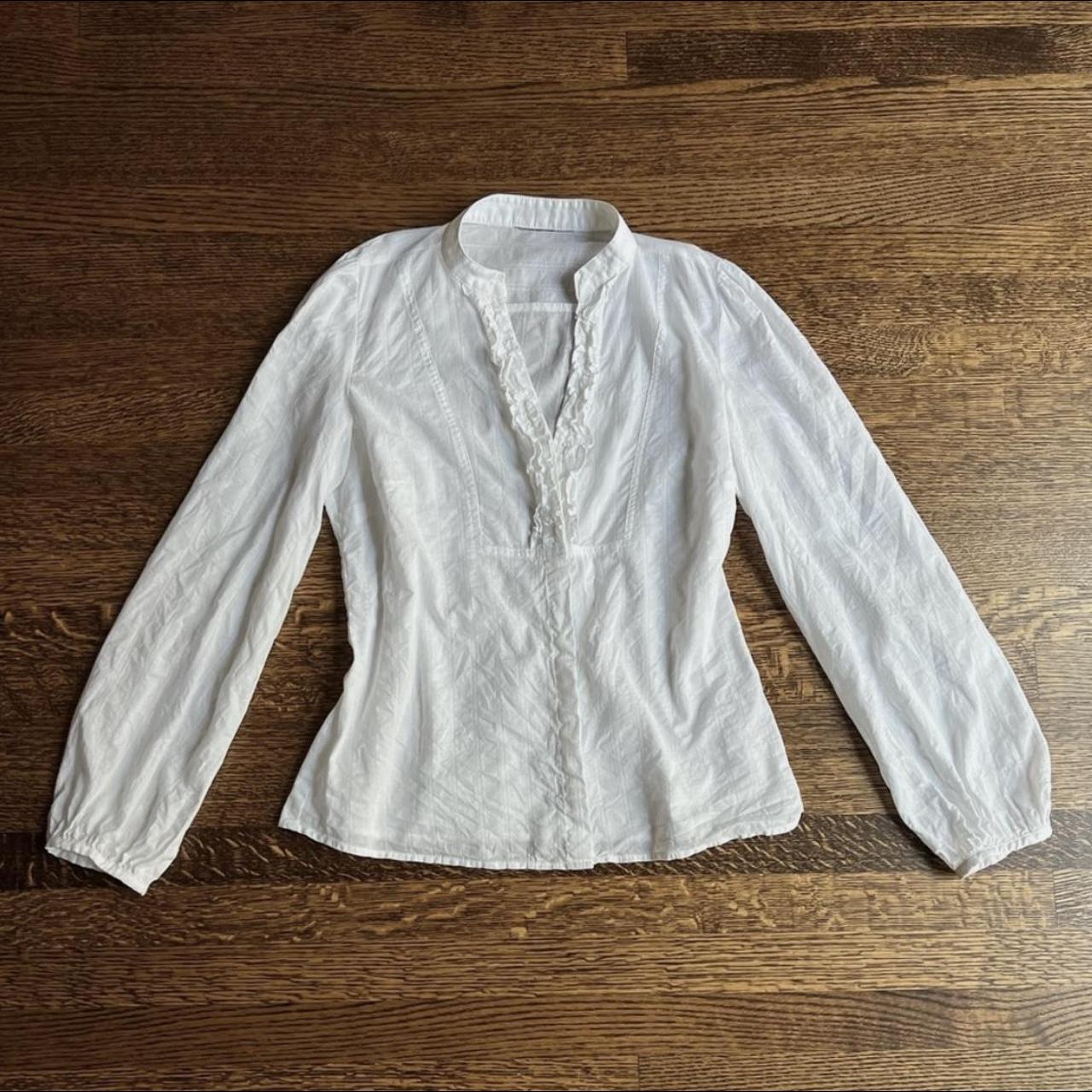 Ruffled Cotton Blouse, Victorian Edwardian Style,... - Depop