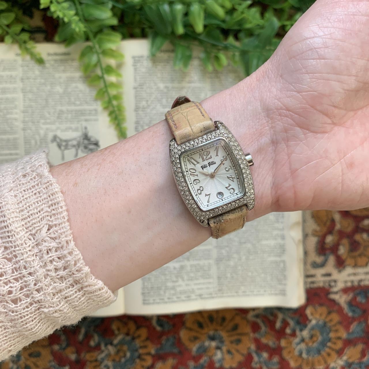 Women's Silver and Tan Watch | Depop