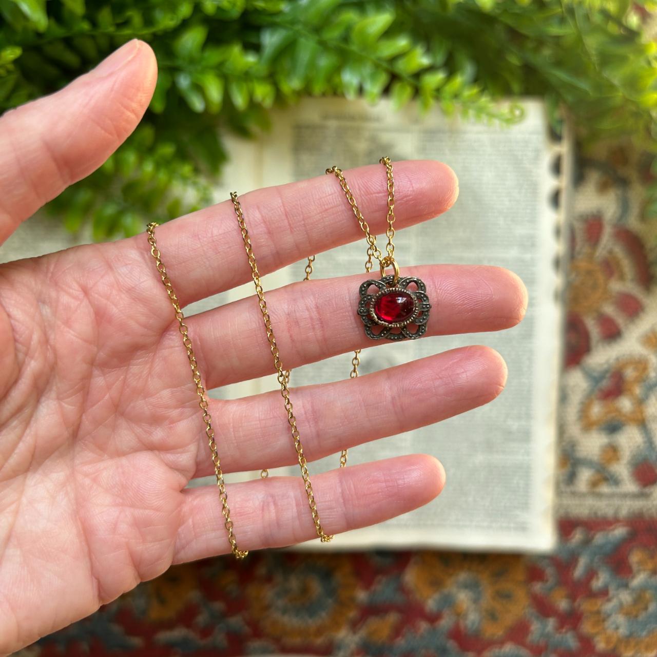 Victorian Blood Jewel Amulet 🥀🕯️🍂🩸 Gorgeous dainty... - Depop