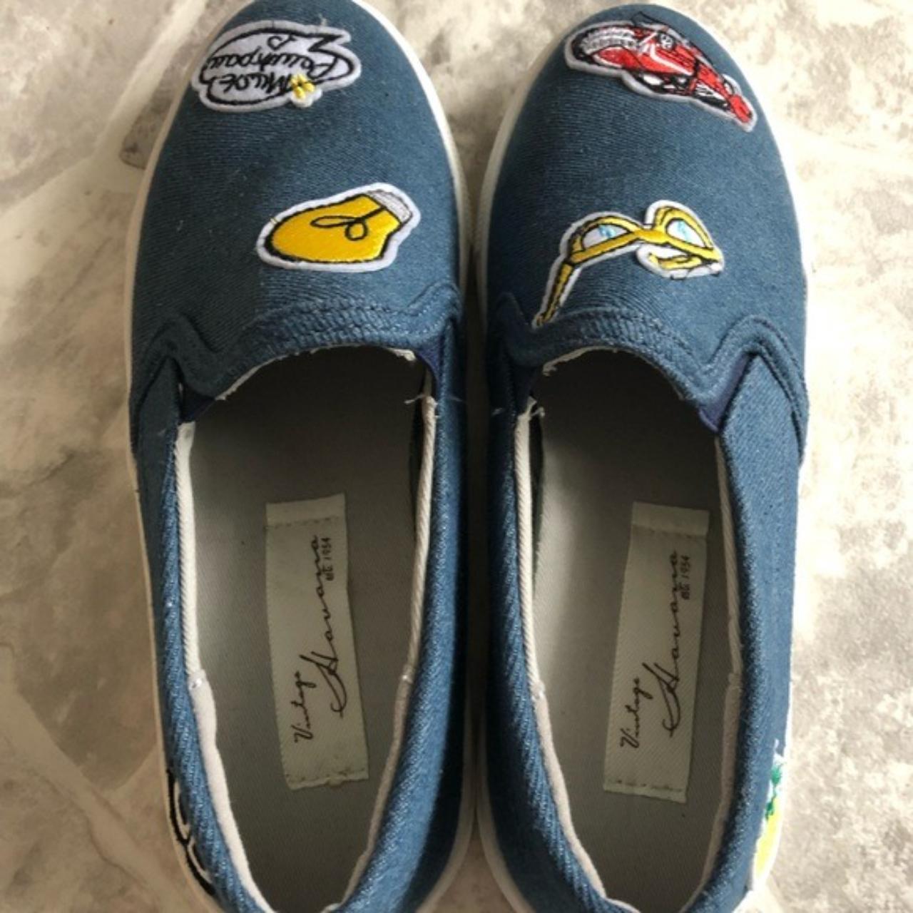 NWOT super cute patch slip on shoes #Patchwork... - Depop