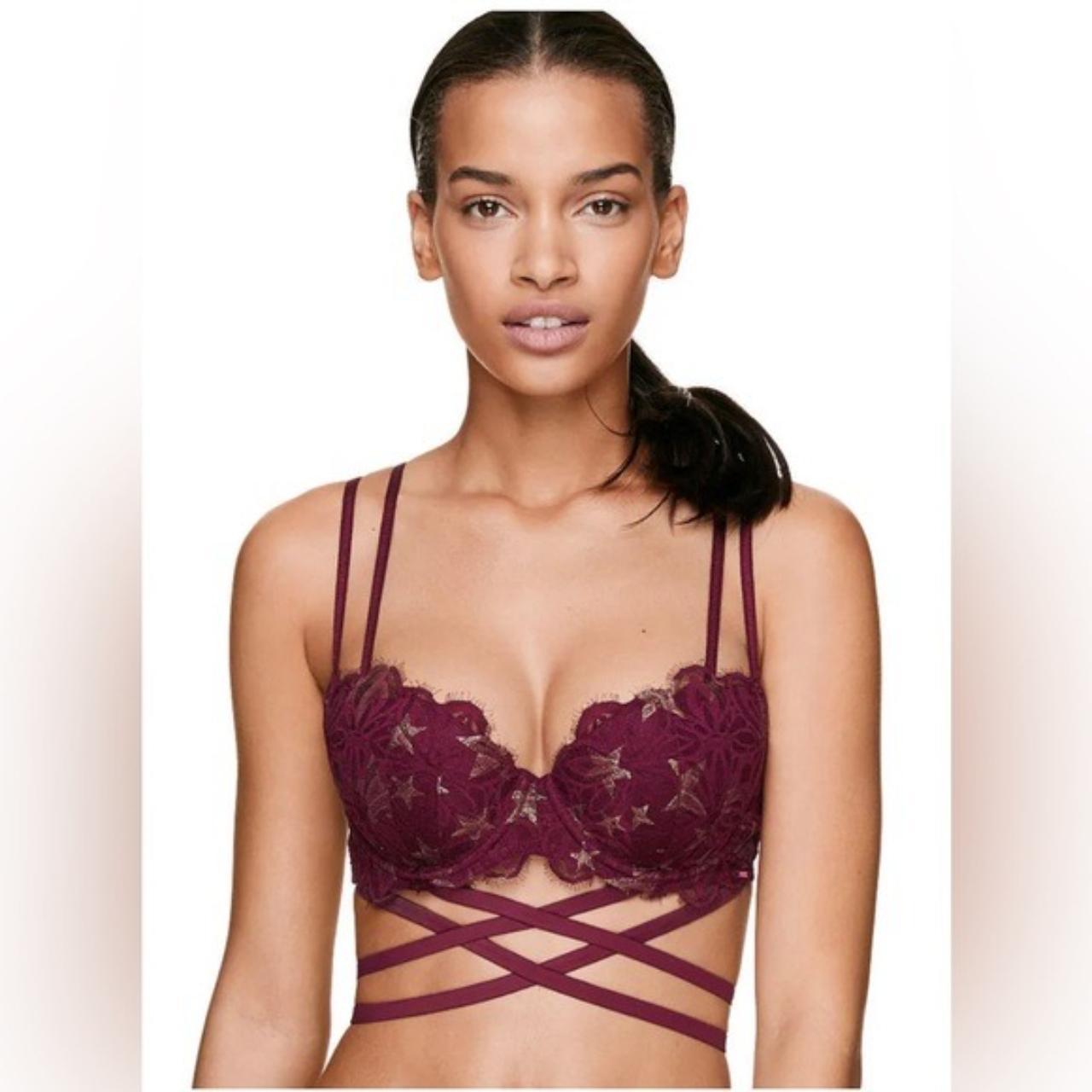 Victorias Secret Pink Burgundy Gold Star Date Night Depop